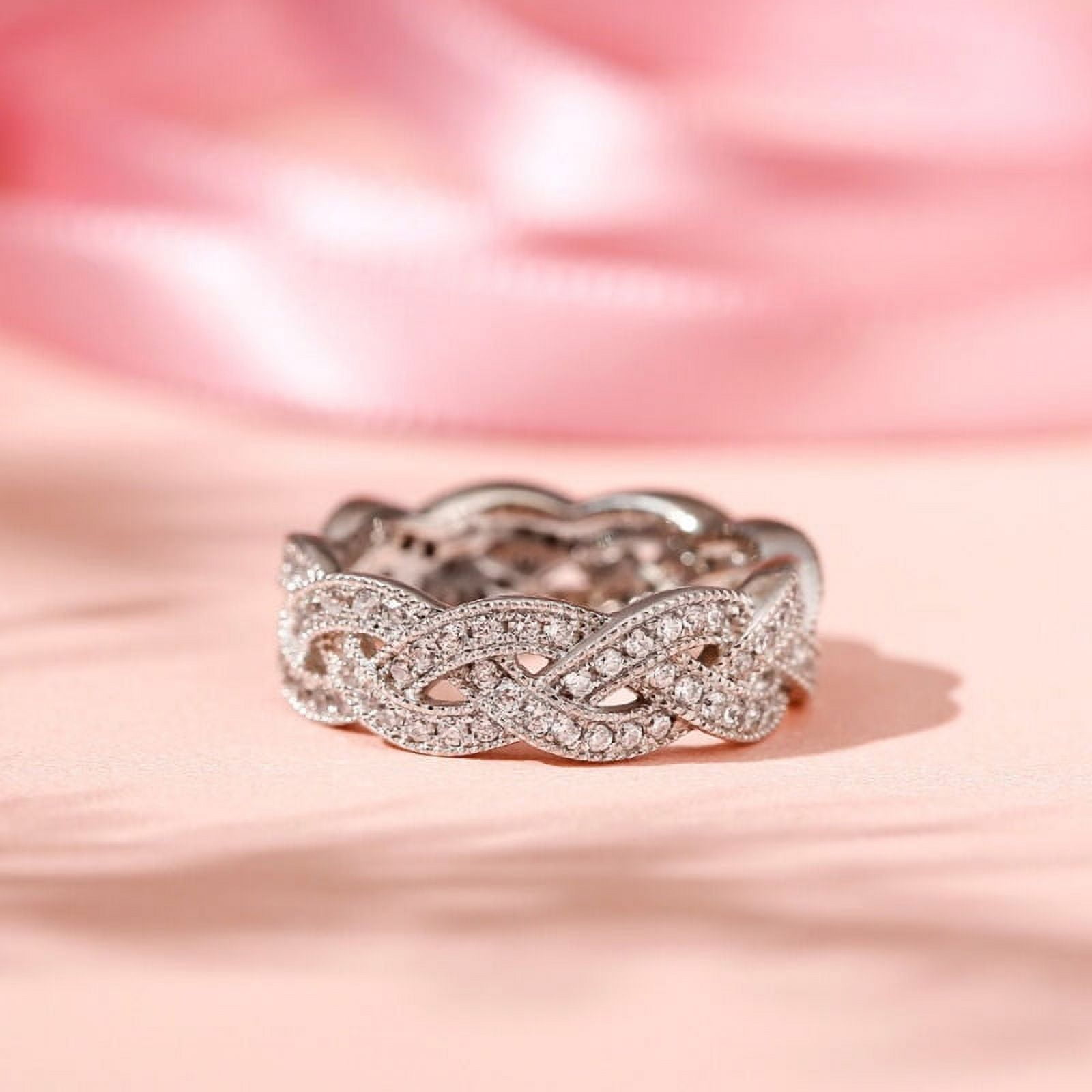 Bow Jewelry 0.49 Ct Round Cut Moissanite Wedding Ring - 14K White Gold ...