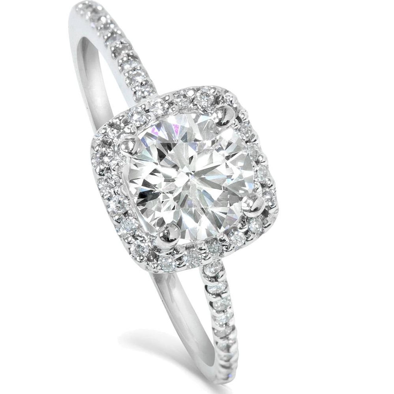 Bow Jewelry 1.1 Ct Round Cut Moissanite Ring - 14K White Gold Plated ...
