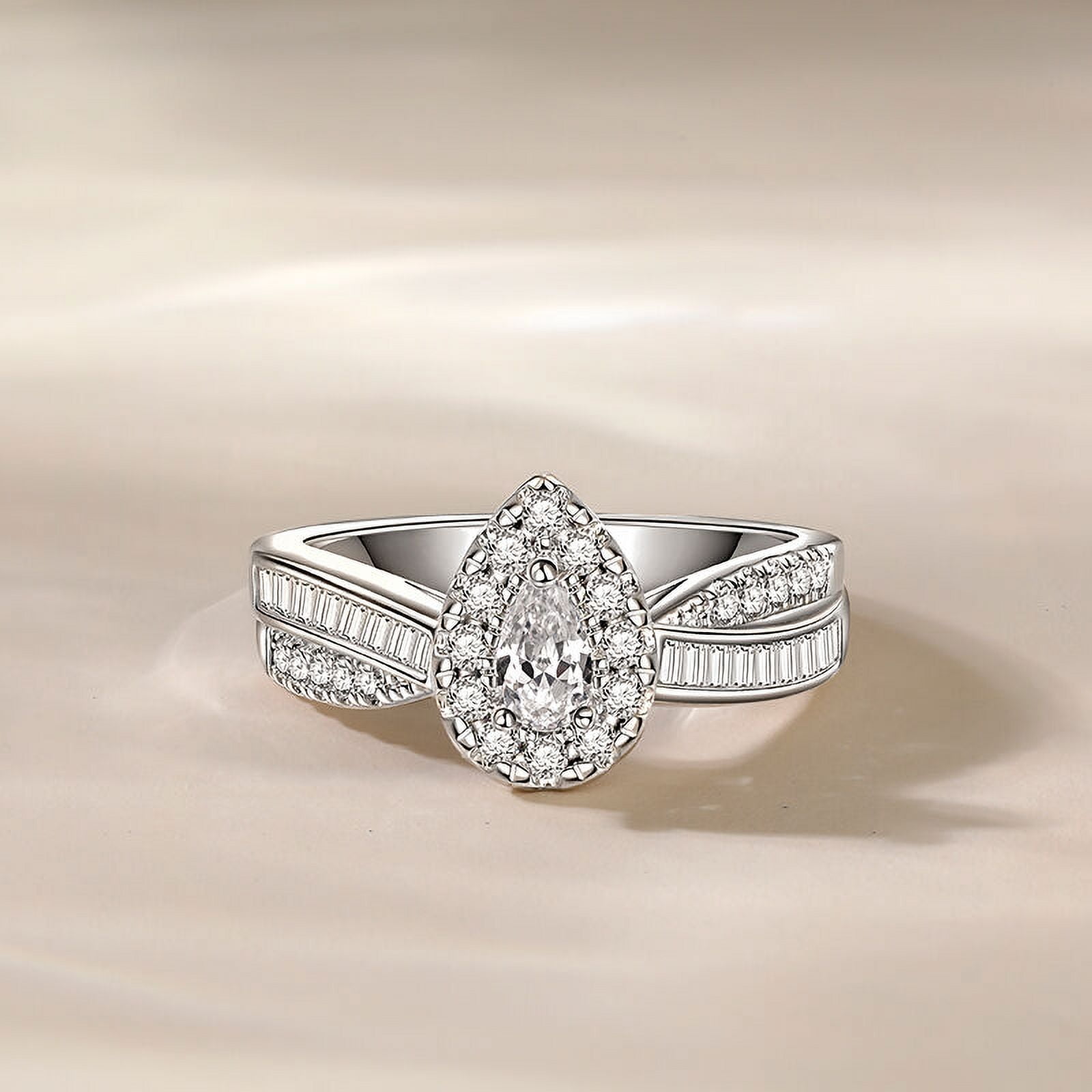 Bow Jewelry 1.18 Ct Pear Moissanite Unique Engagement Rings - 14K White ...