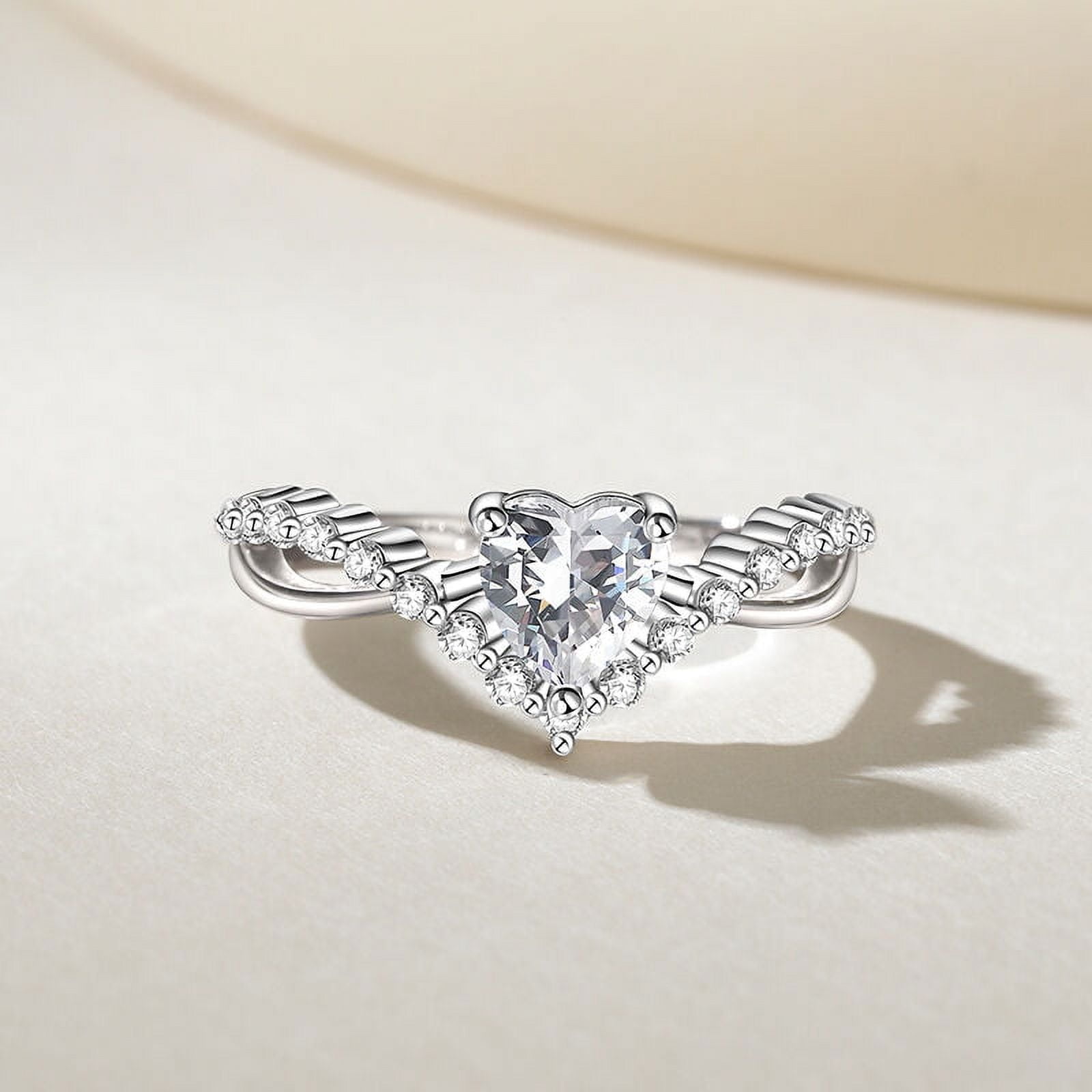 Bow Jewelry 1.47 Ct Moissanite Heart Cut Moissanite Rings - 14K White ...