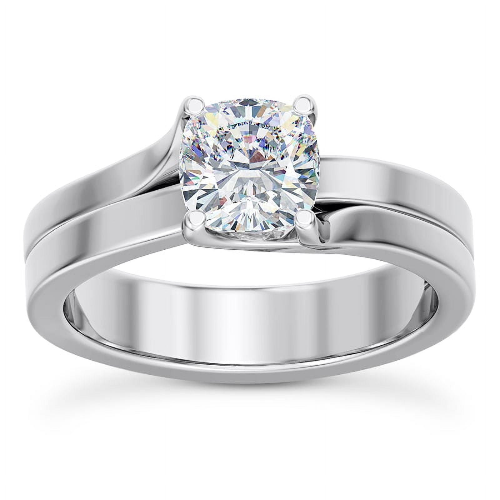 Bow Jewelry 1.5 Ct Cushion Cut Moissanite Engagement Ring - 14K White ...