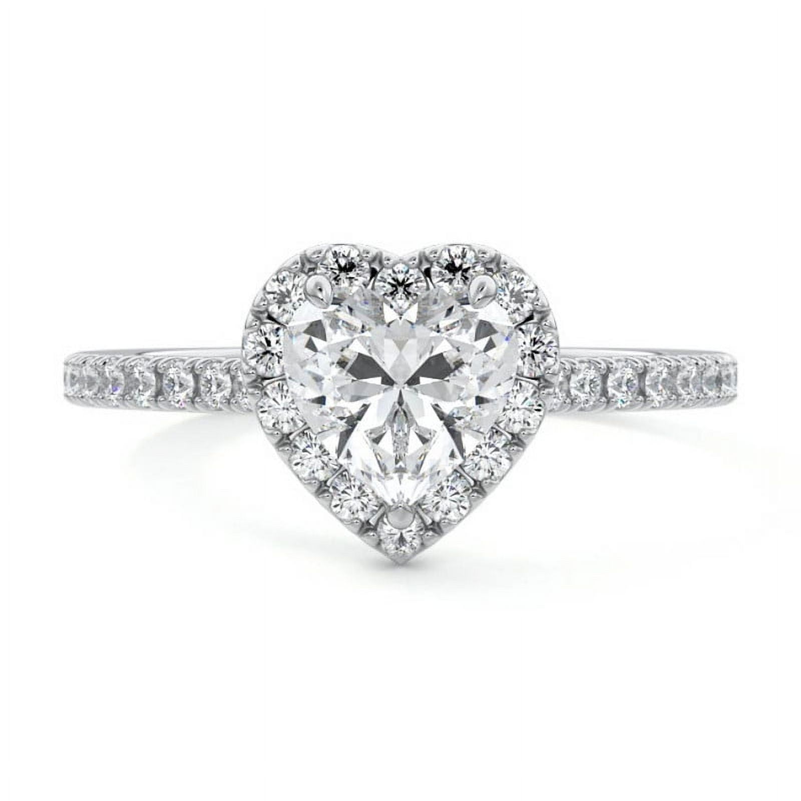 Bow Jewelry 1.5 Ct Heart Shaped Moissanite Ring for Women - 14K White ...
