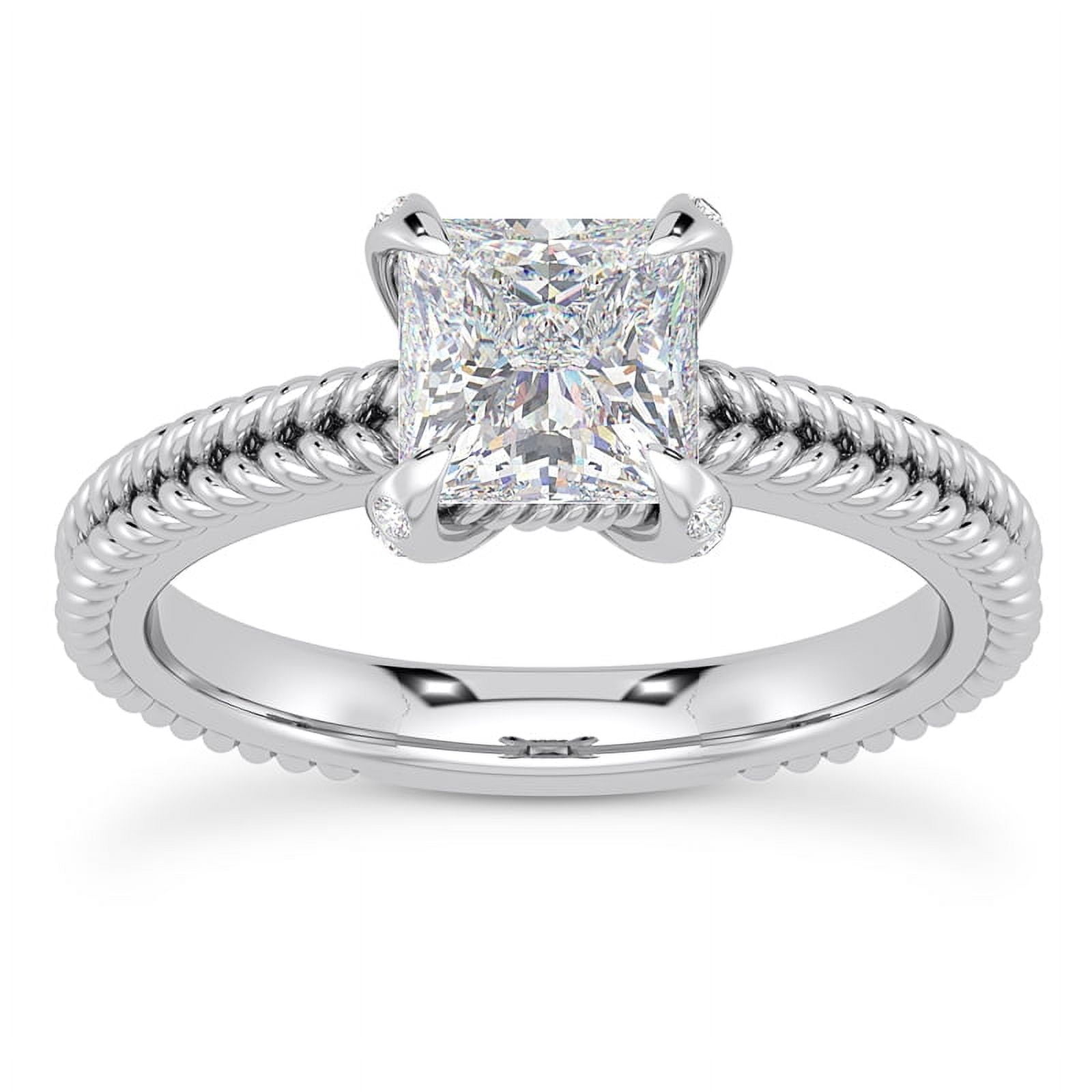 Bow Jewelry 1.5 Ct Princess Cut Moissanite Ring - 14K White Gold Plated ...