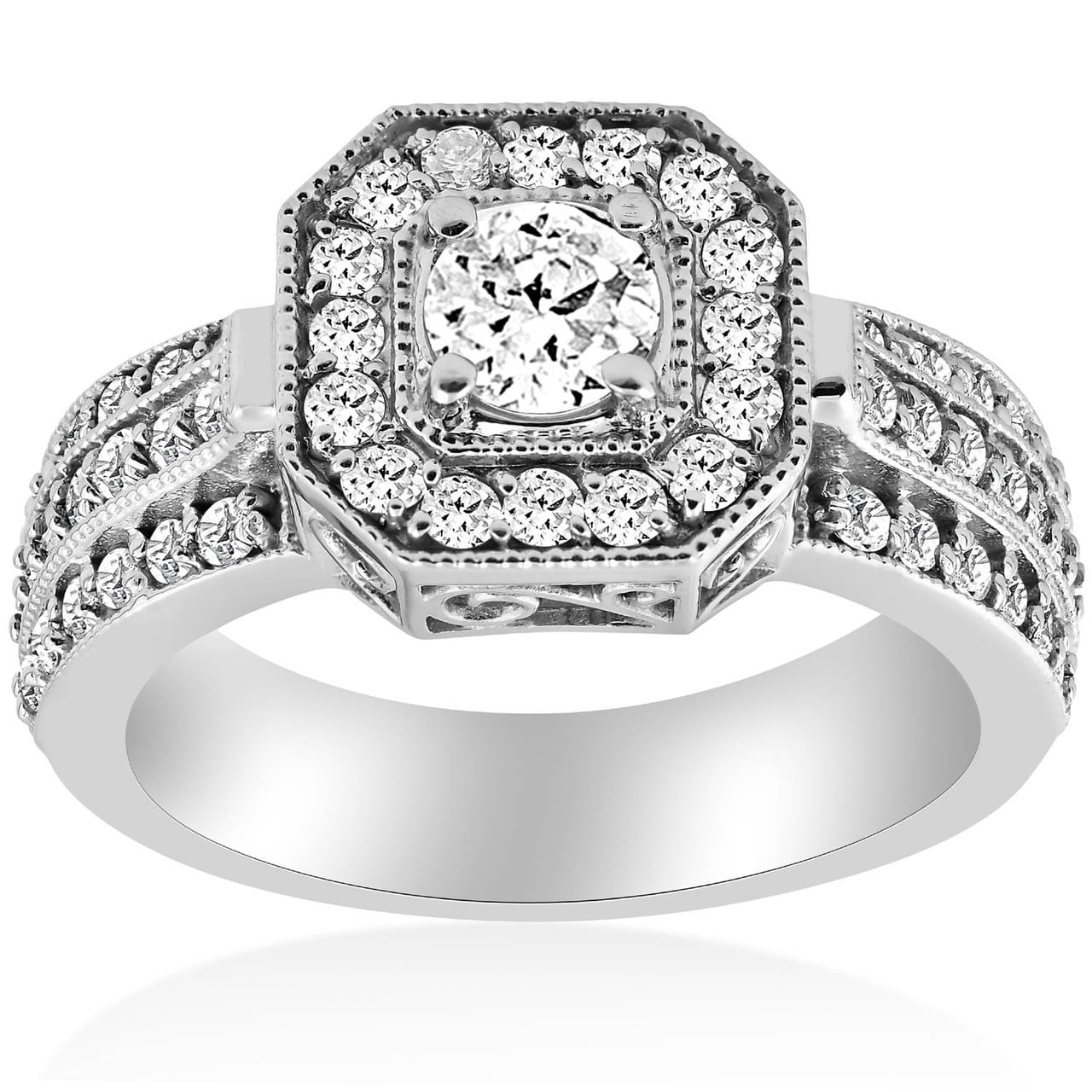 Bow Jewelry 1.5 Ct Radiant Cut Moissanite Ring - 14K White Gold Plated ...