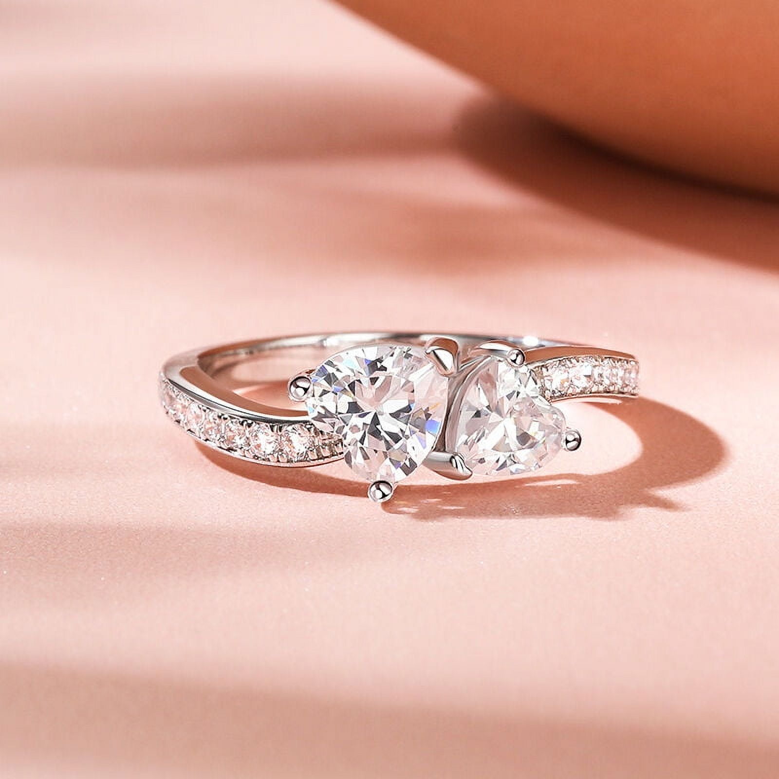 Bow Jewelry 1.57 Ct Heart Cut White Moissanite Ring - White Gold Plated 14K Anniversary Ring ...