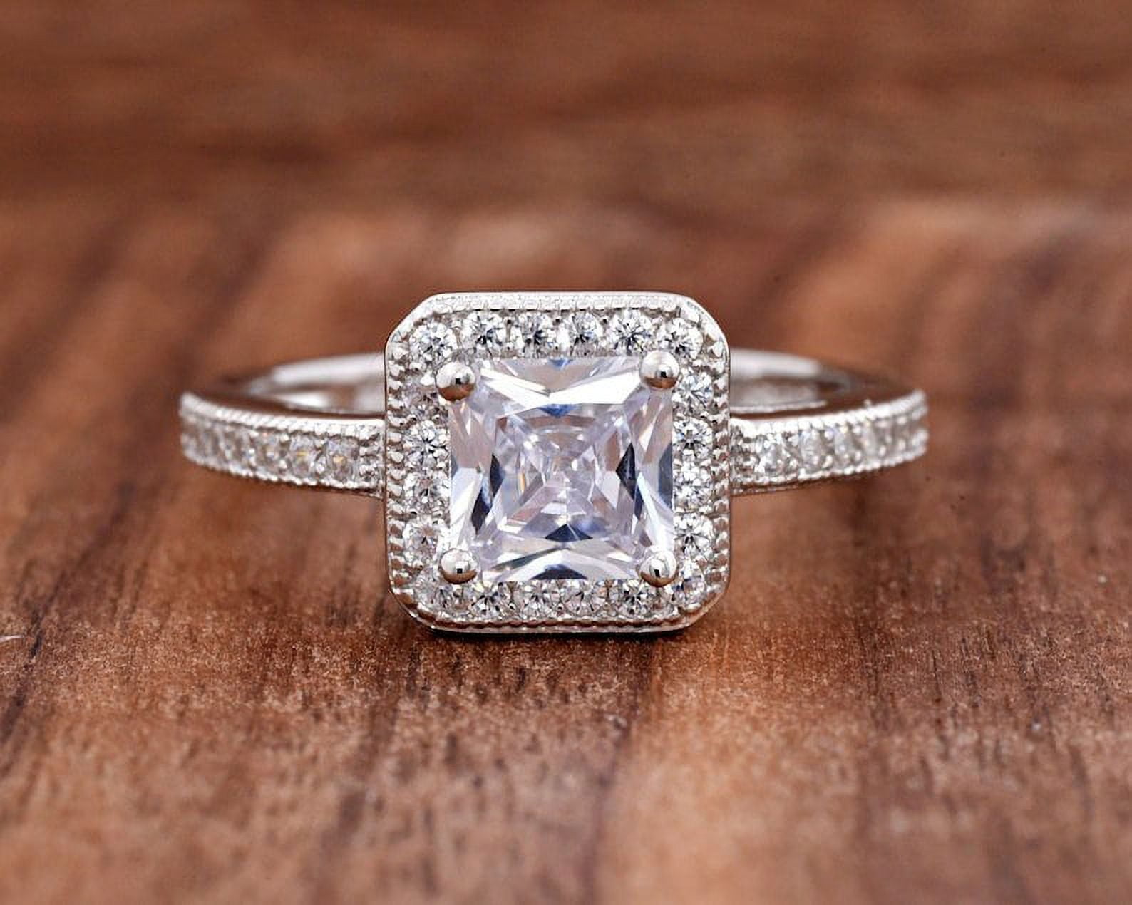 Bow Jewelry 1.57 Ct Princess Cut Moissanite Anniversary Ring ...