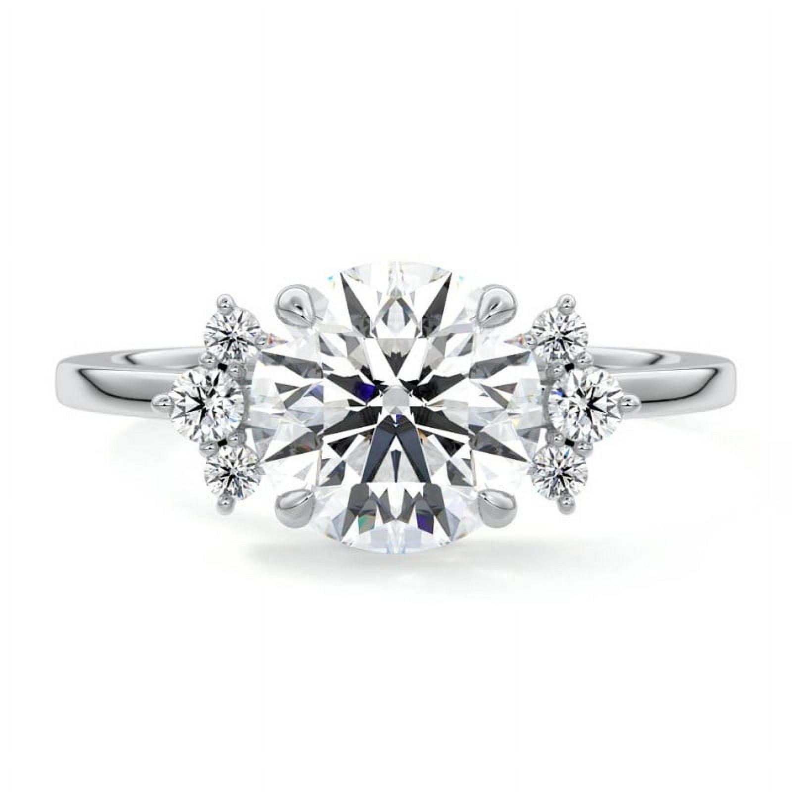 Bow Jewelry 1.7 Ct Round Cut Moissanite Anniversary Ring - 14K White ...