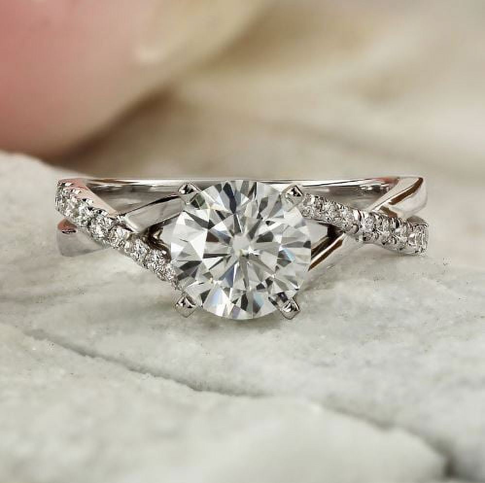 Bow Jewelry 1.77 Ct Round Brilliant Cut Moissanite Engagement Rings ...