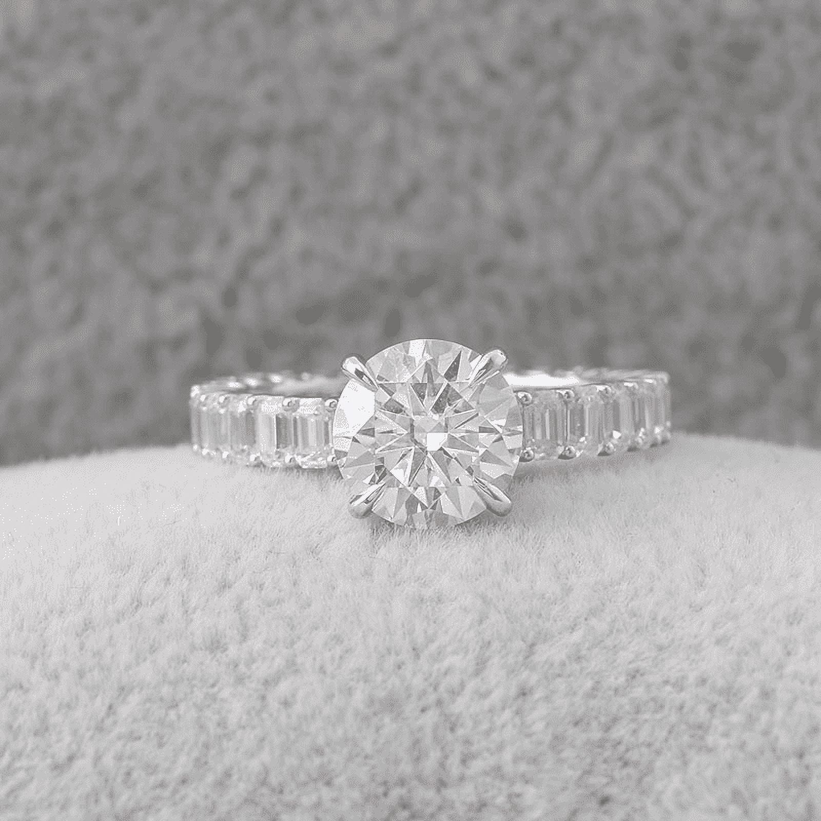 Bow Jewelry 1.77 Ct Round Cut Moissanite Engagement Designer Solitaire ...