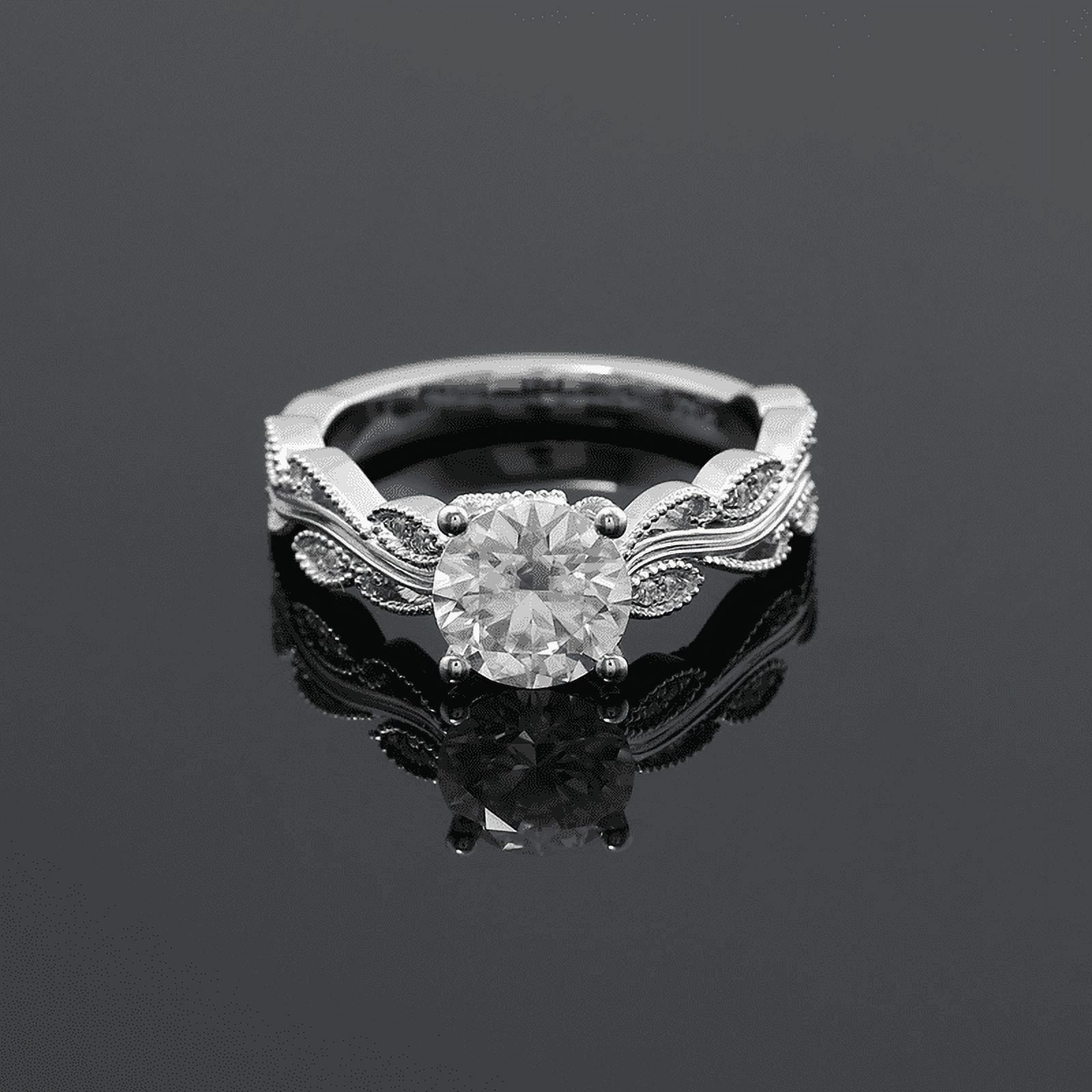 Bow Jewelry 1.77 Ct Round Cut Moissanite Ring - 14K White Gold Plated ...