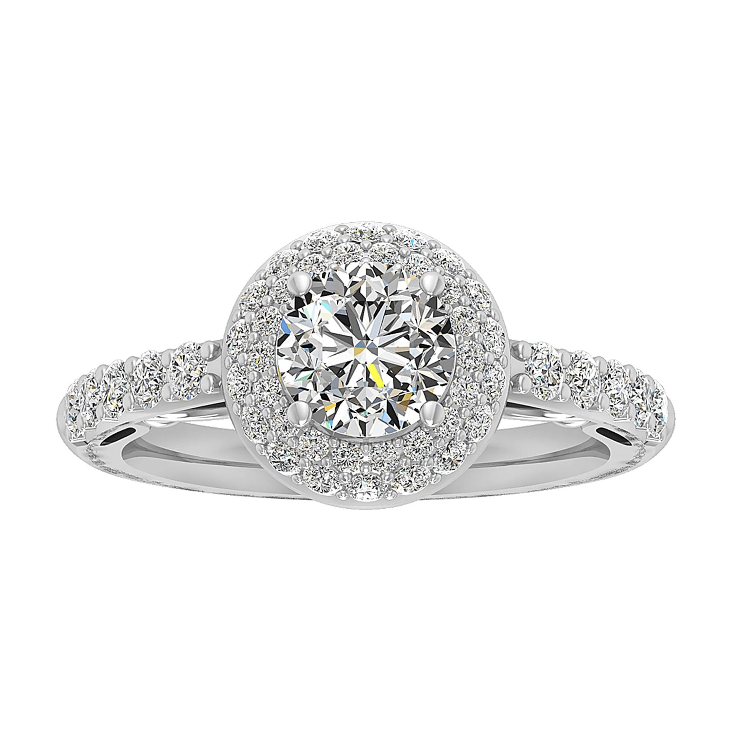 Bow Jewelry 1.8 Ct Brilliant Round Cut Engagement Wedding Multi-Stone Ring - Classic 14K White ...