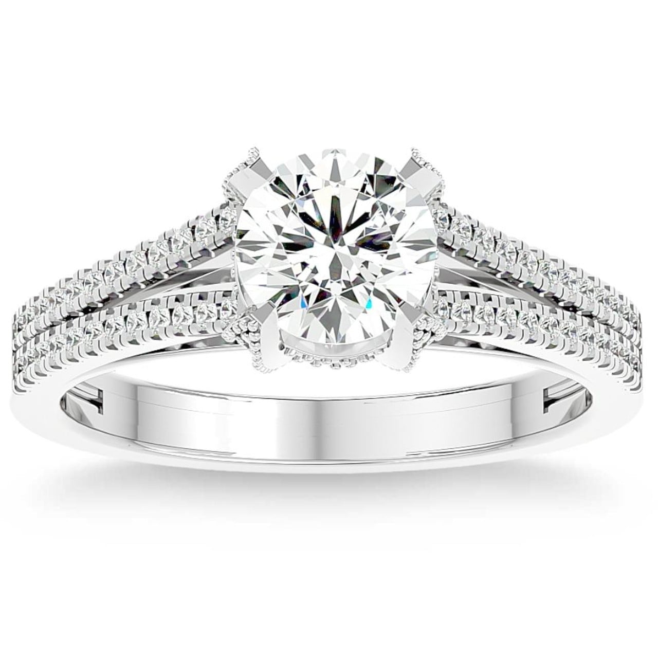 Bow Jewelry 1.8 Ct Oval Cut Moissanite Engagement Ring - 14K White Gold ...