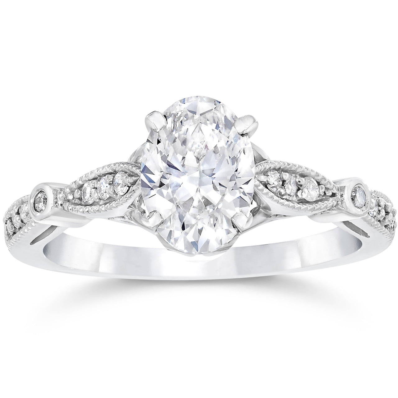 Bow Jewelry 1.8 Ct Round Cut Moissanite Engagement Ring - 14K White ...