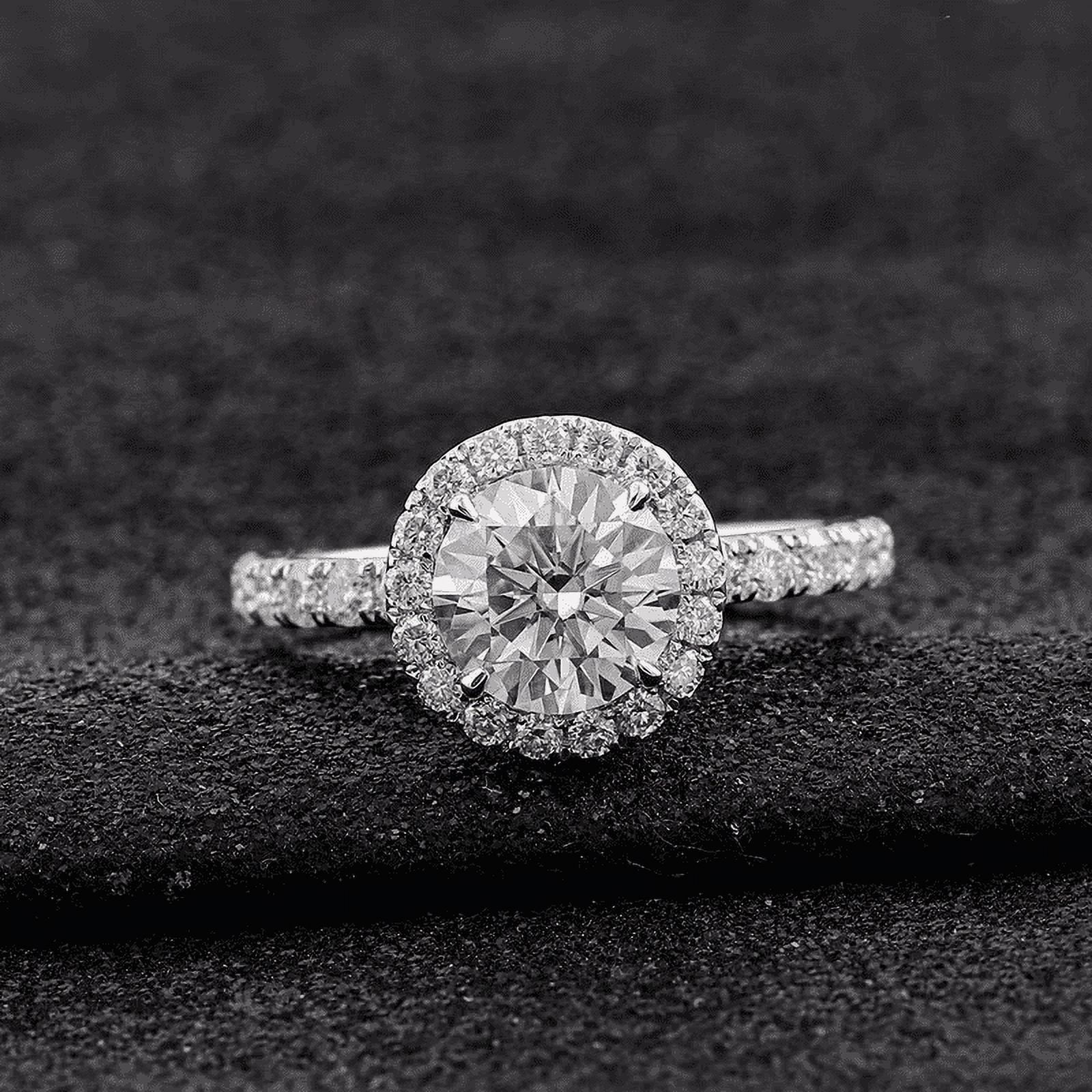 Bow Jewelry 1.87 Ct Round Moissanite Simple Halo Engagement Wedding ...
