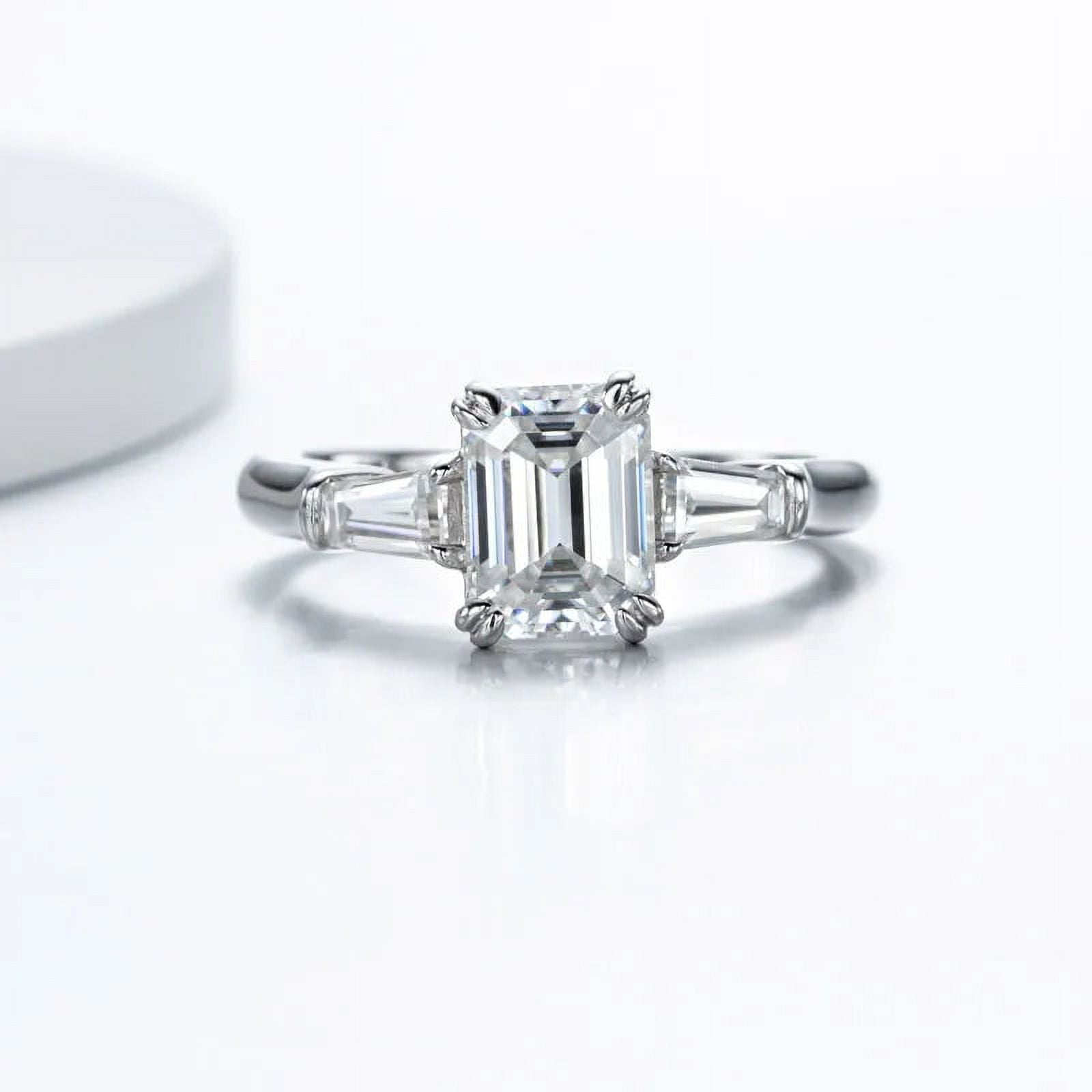 Bow Jewelry 1.97 Ct Moissanite Emerald Cut Engagement Wedding Ring ...