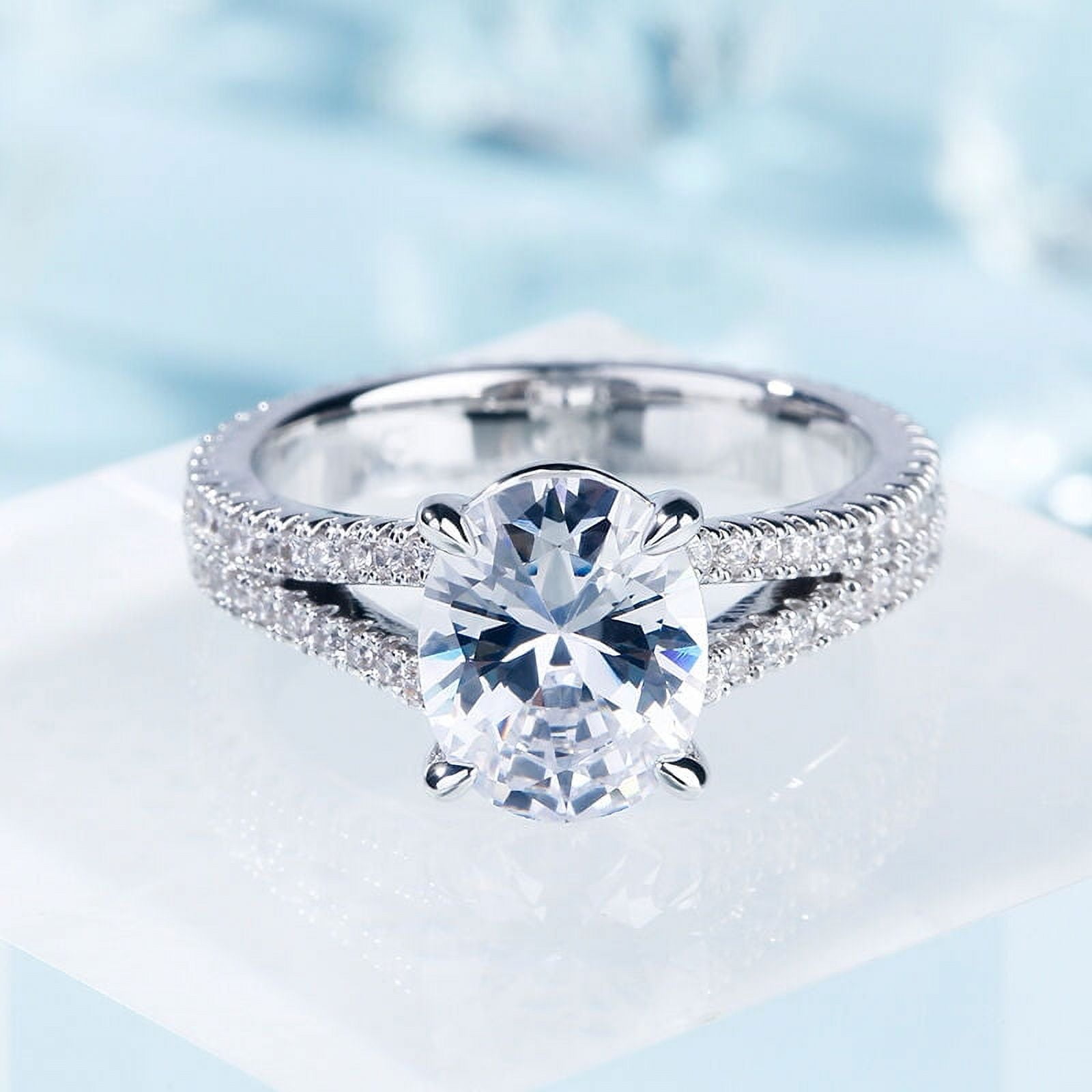 Bow Jewelry 1.97 Ct Oval Cut White Moissanite Split Shank Ring ...