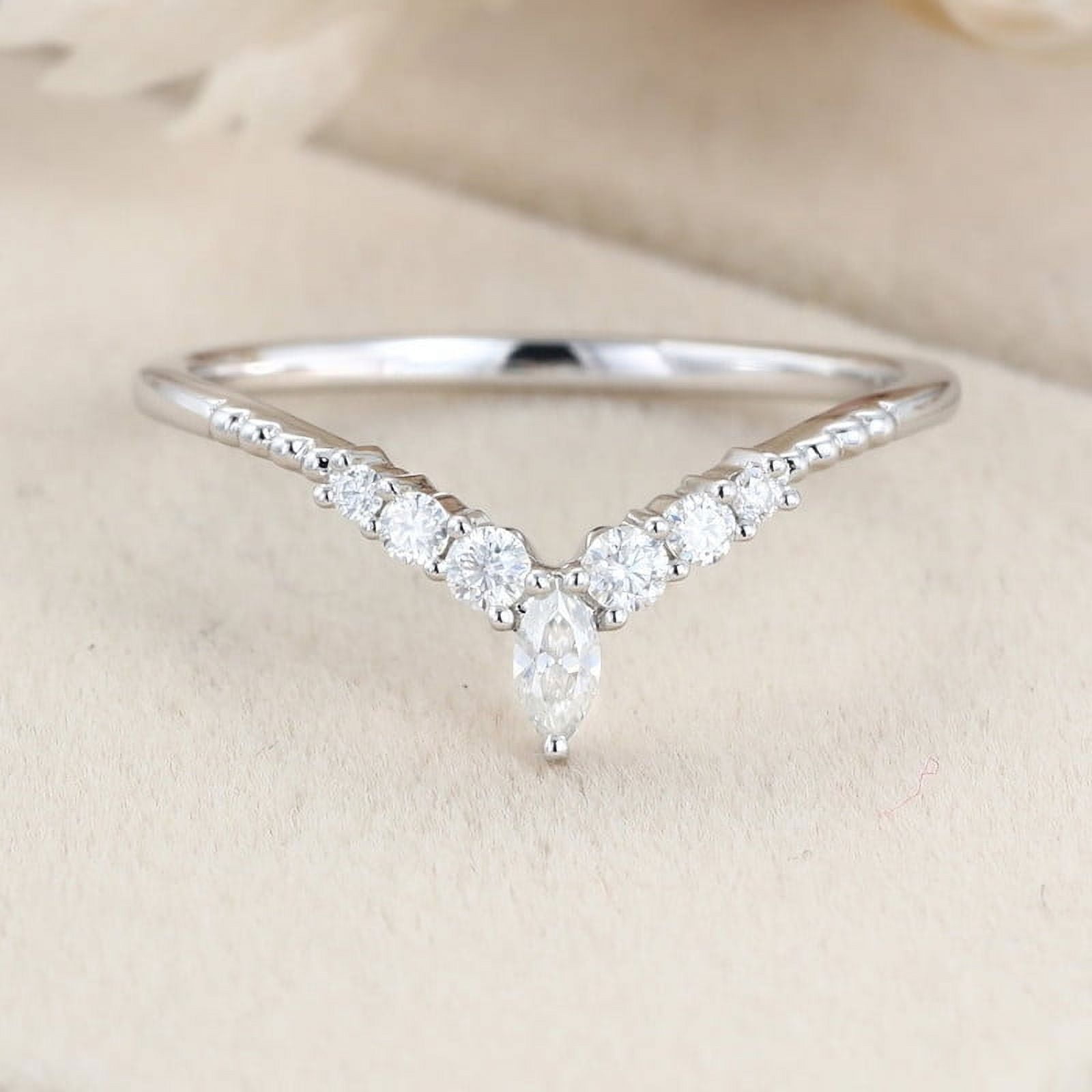 Bow Jewelry 14K White Gold Plated 1.18 Ct Marquise Cut Moissanite Ring ...