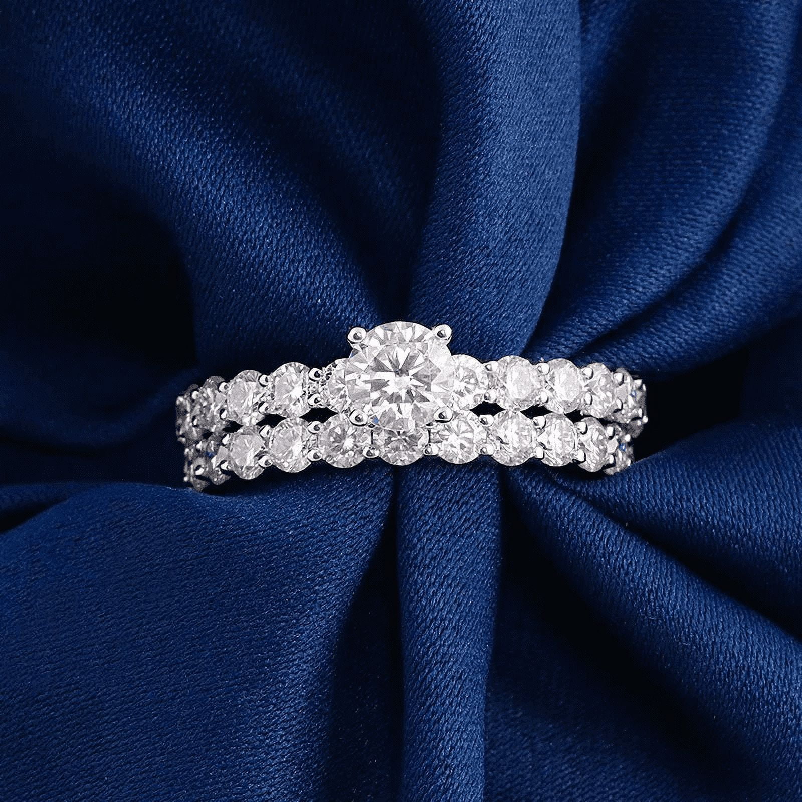 Bow Jewelry 14K White Gold Plated 1.18 Ct Round Cut Moissanite Ring ...