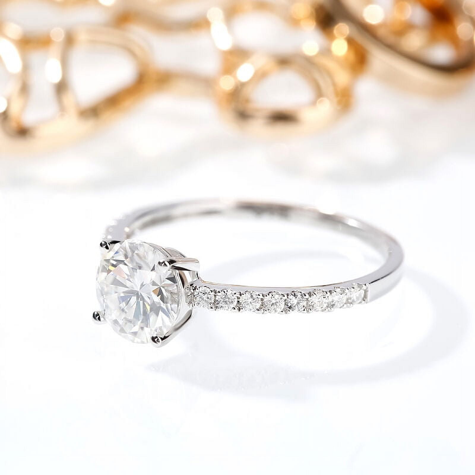 Bow Jewelry 14K White Gold Plated 1.32 Ct Round Cut Moissanite Rings ...