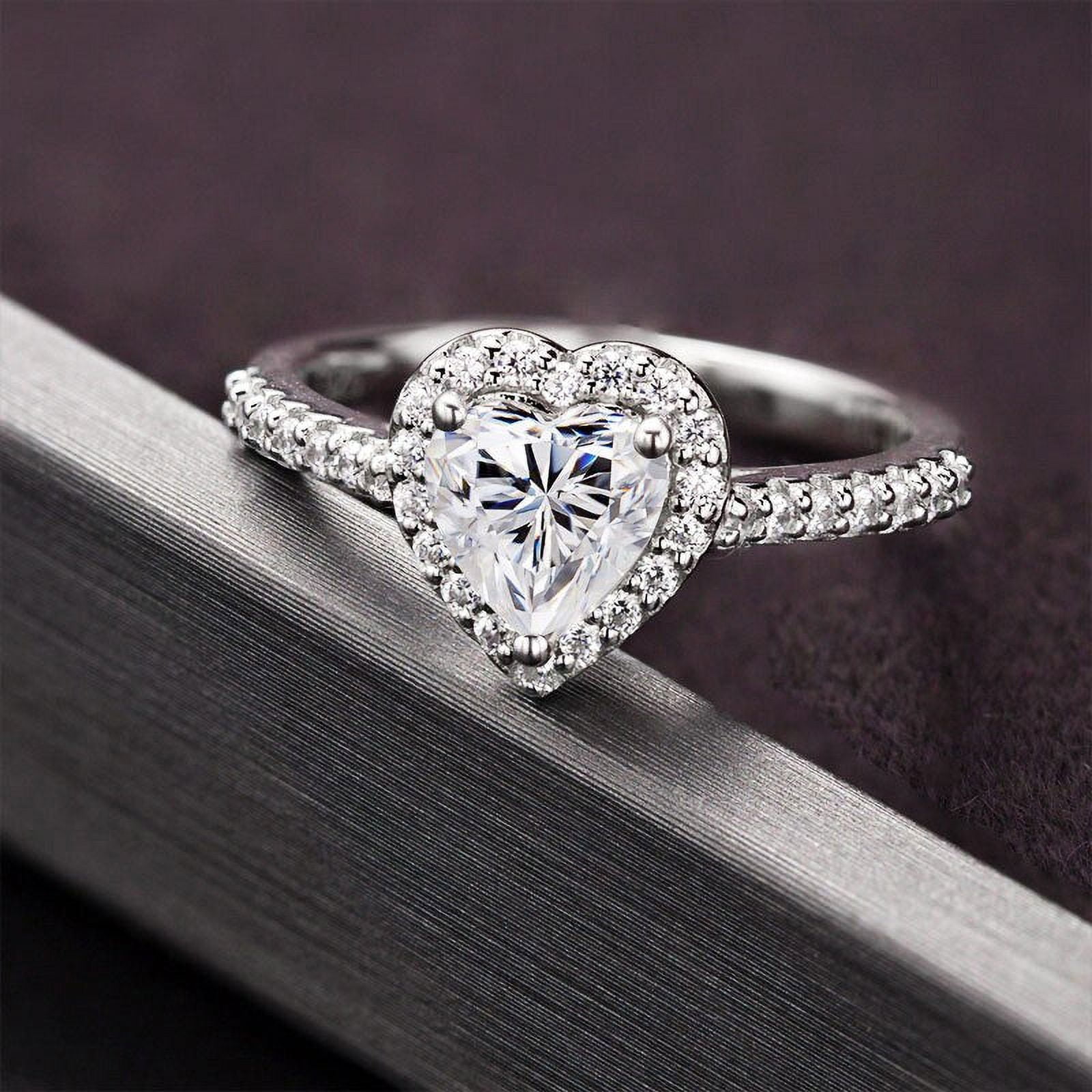 Bow Jewelry 14K White Gold Plated 1.77 Ct Heart Shape Moissanite Ring - Elegant Engagement ...