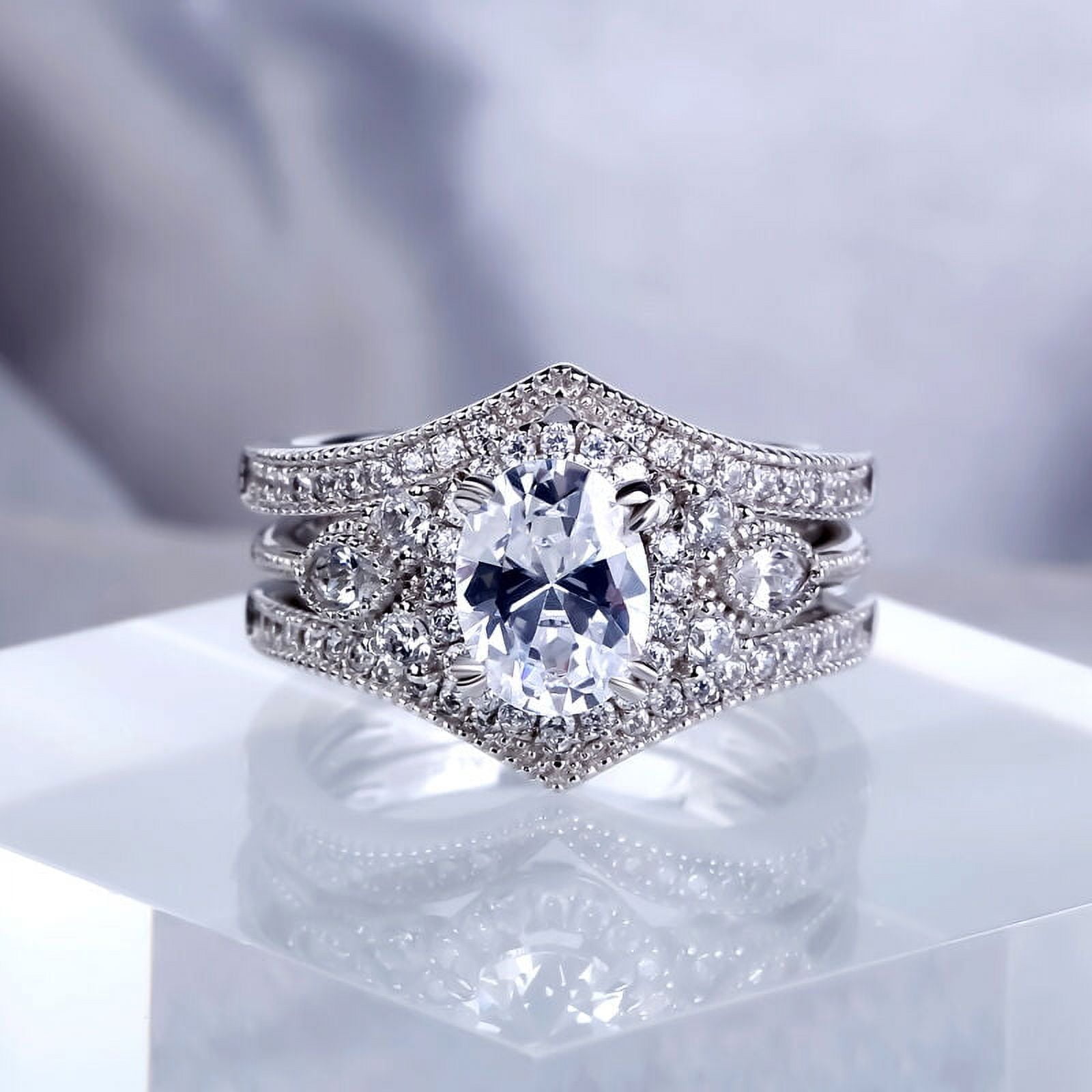 Bow Jewelry 14K White Gold Plated 1.77 Ct Oval Cut Ring - Gorgeous VVS1 ...