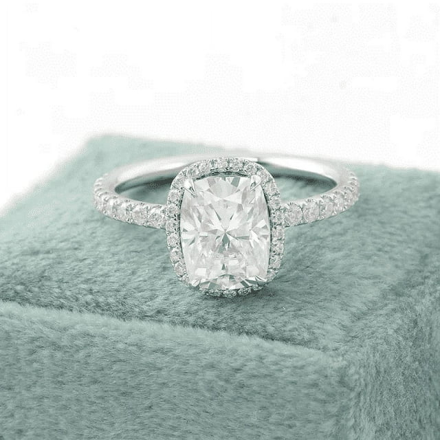 Bow Jewelry 14K White Gold Plated 1.87 Ct Cushion Cut Ring - Stunning ...