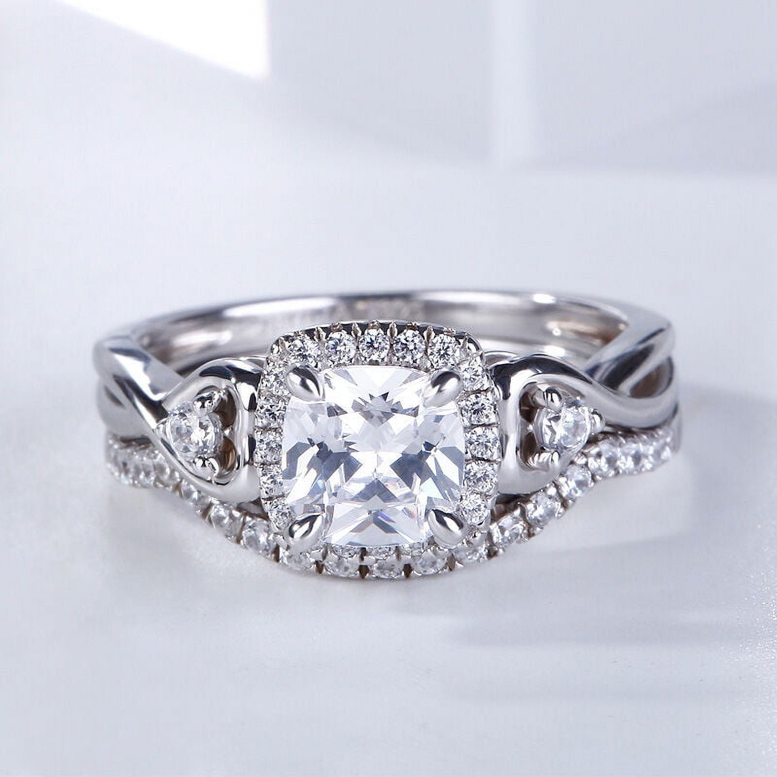 Bow Jewelry 14K White Gold Plated 1.97 Ct Cushion Cut Excellent ...