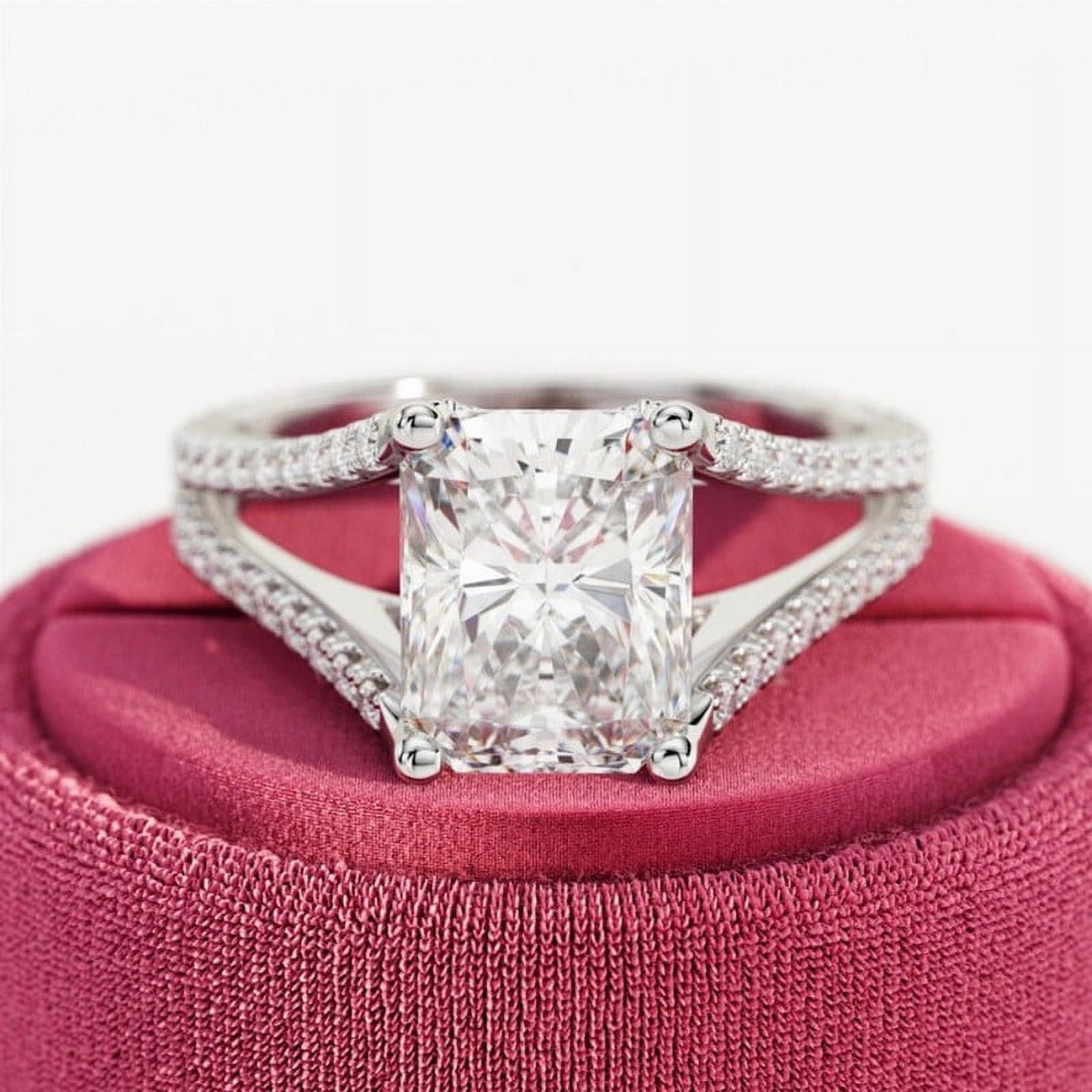 Bow Jewelry 14K White Gold Plated Anniversary Ring - Radiant Cut 2.06 ...