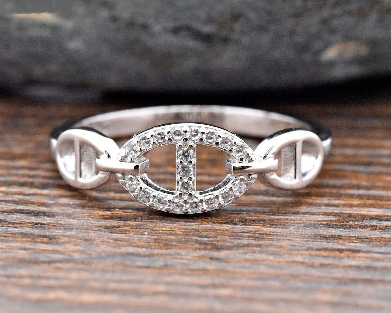 Bow Jewelry 14K White Gold Plated Anniversary Wedding Chain Shape Ring ...