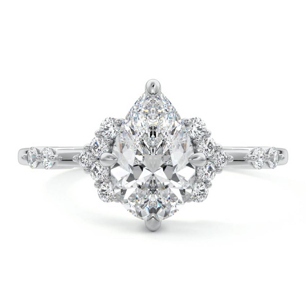 Bow Jewelry 14K White Gold Plated Birthday Ring - 1.7 Ct Pear Cut ...