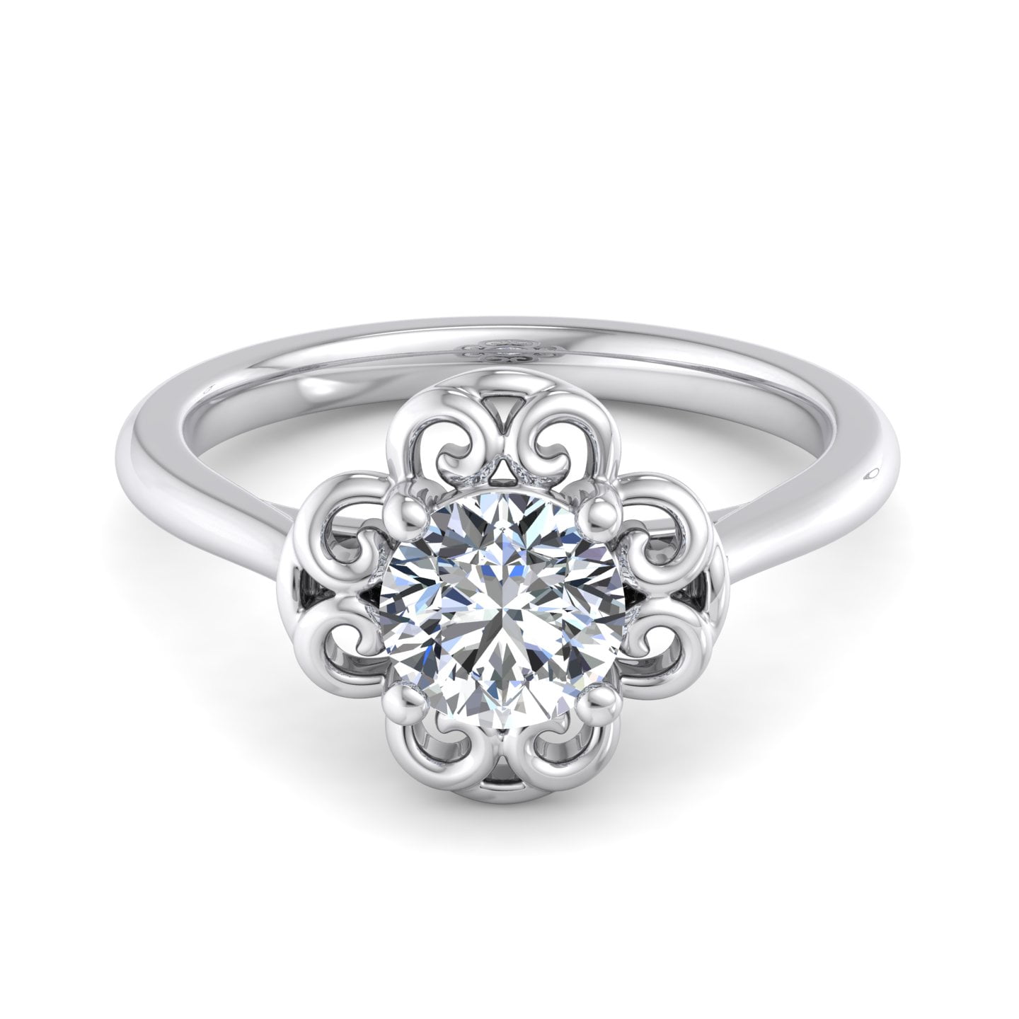 Bow Jewelry 14K White Gold Plated Engagement Ring - 1.5 Ct Round Cut ...