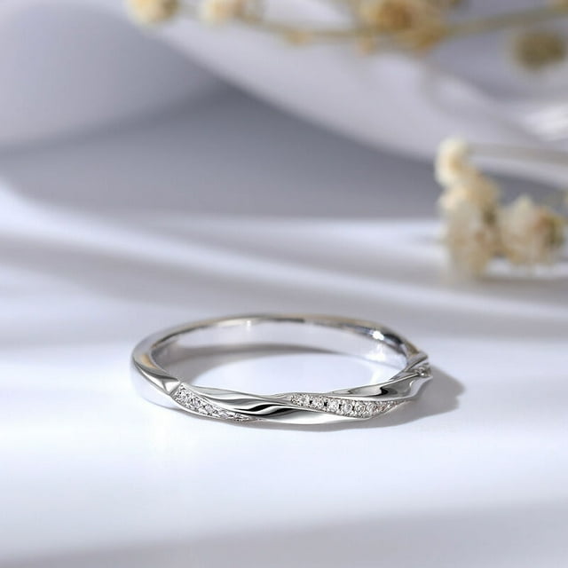 Bow Jewelry 14K White Gold Plated Engagement Rings - 0.68 Ct Round Cut Moissanite Wedding Rings ...