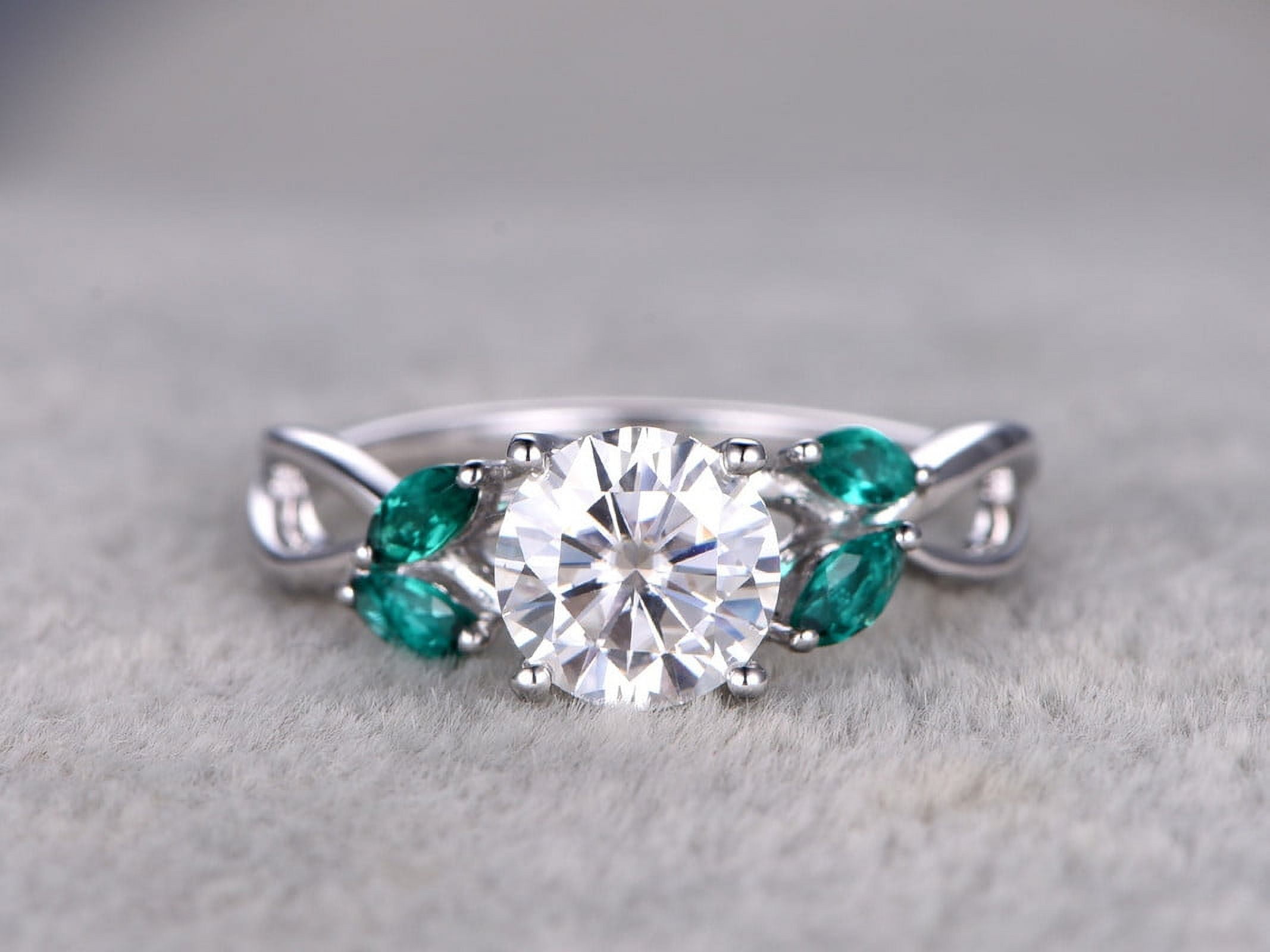 Bow Jewelry 14K White Gold Plated Engagement Rings - 1.77 Ct Round ...