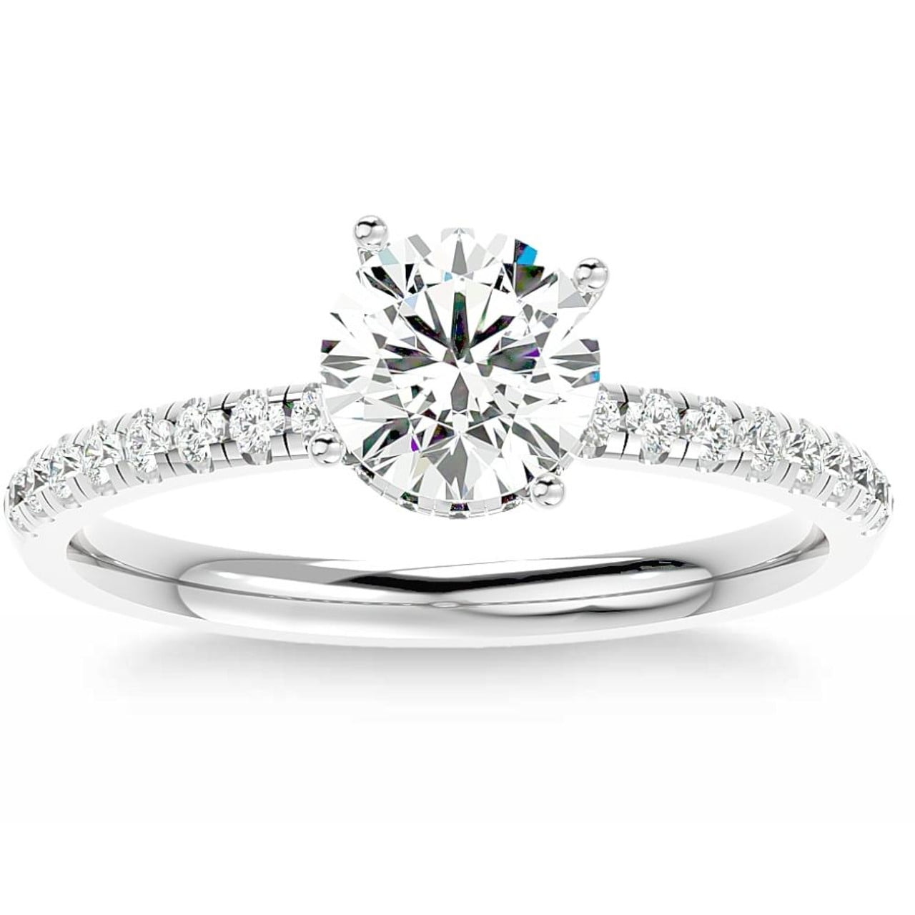 Bow Jewelry 14K White Gold Plated Ring - 1.7 Ct Round Cut Moissanite ...