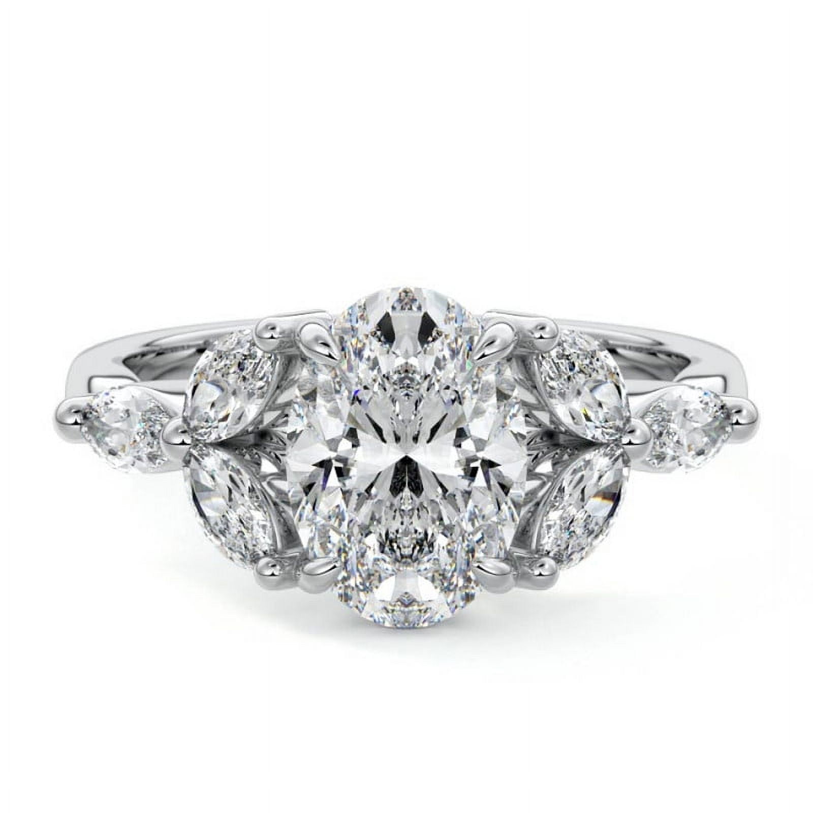 Bow Jewelry 14K White Gold Plated Ring for Her - 2 Ct Oval Cut ...