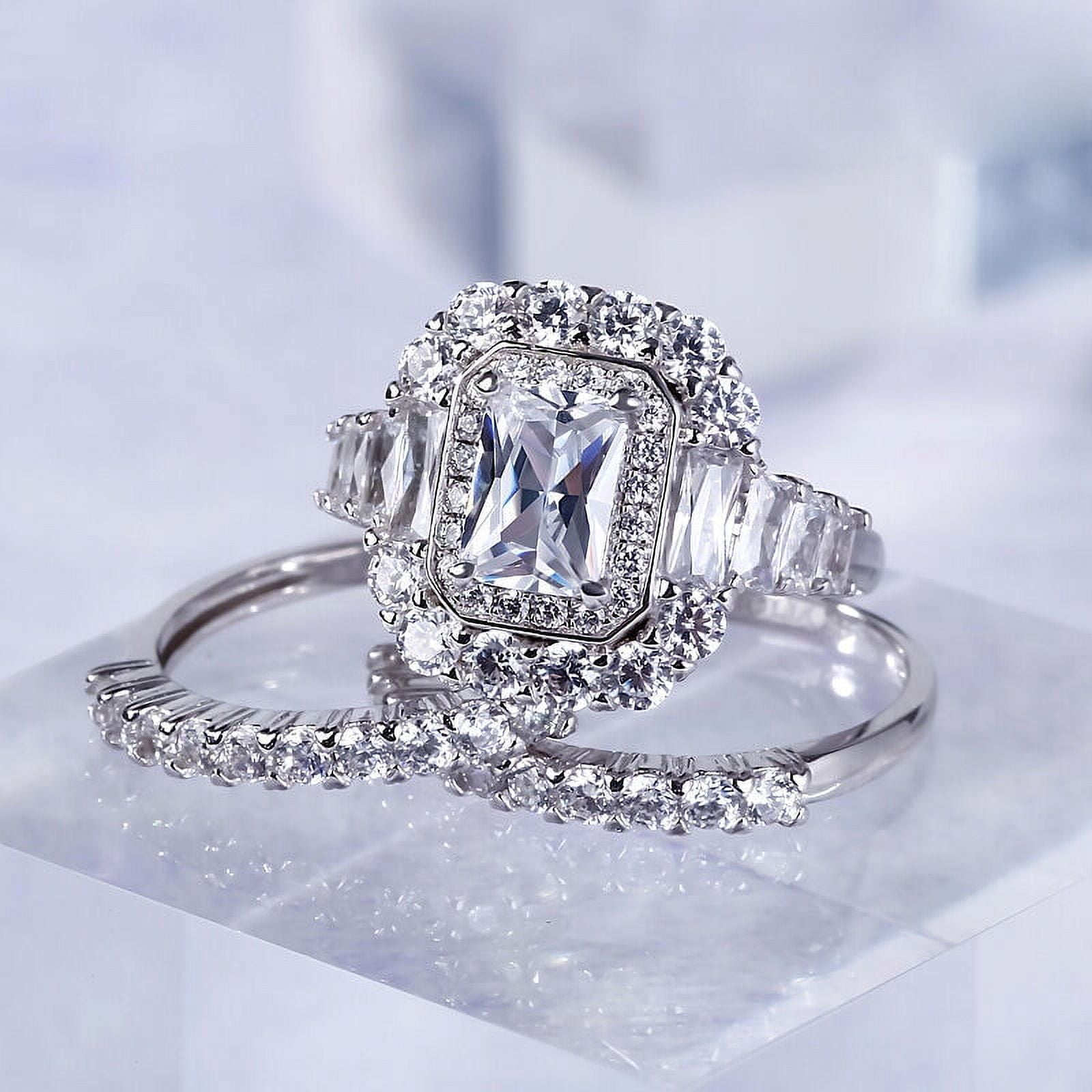 Bow Jewelry 14K White Gold Plated Ring - Radiant Cut 1.57 Ct Excellent ...