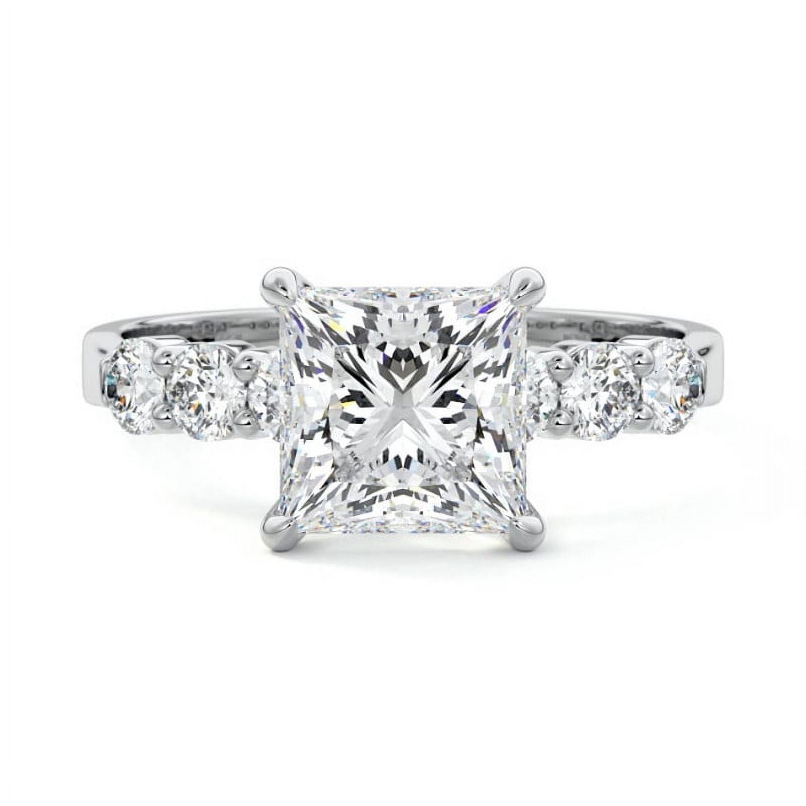 Bow Jewelry 14K White Gold Plated Ring - Solitaire 1.8 Ct Princess Cut ...