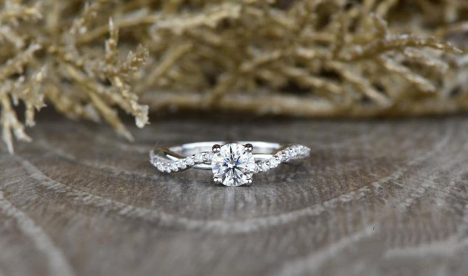 Bow Jewelry 14K White Gold Plated Rings - 1.42 Ct Round Cut Moissanite ...