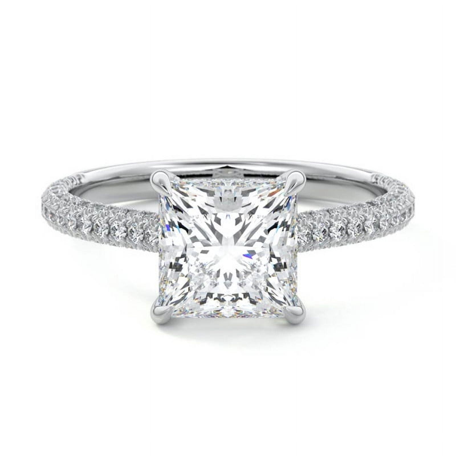 Bow Jewelry 14K White Gold Plated Rings - 2.1 Ct Princess Cut ...