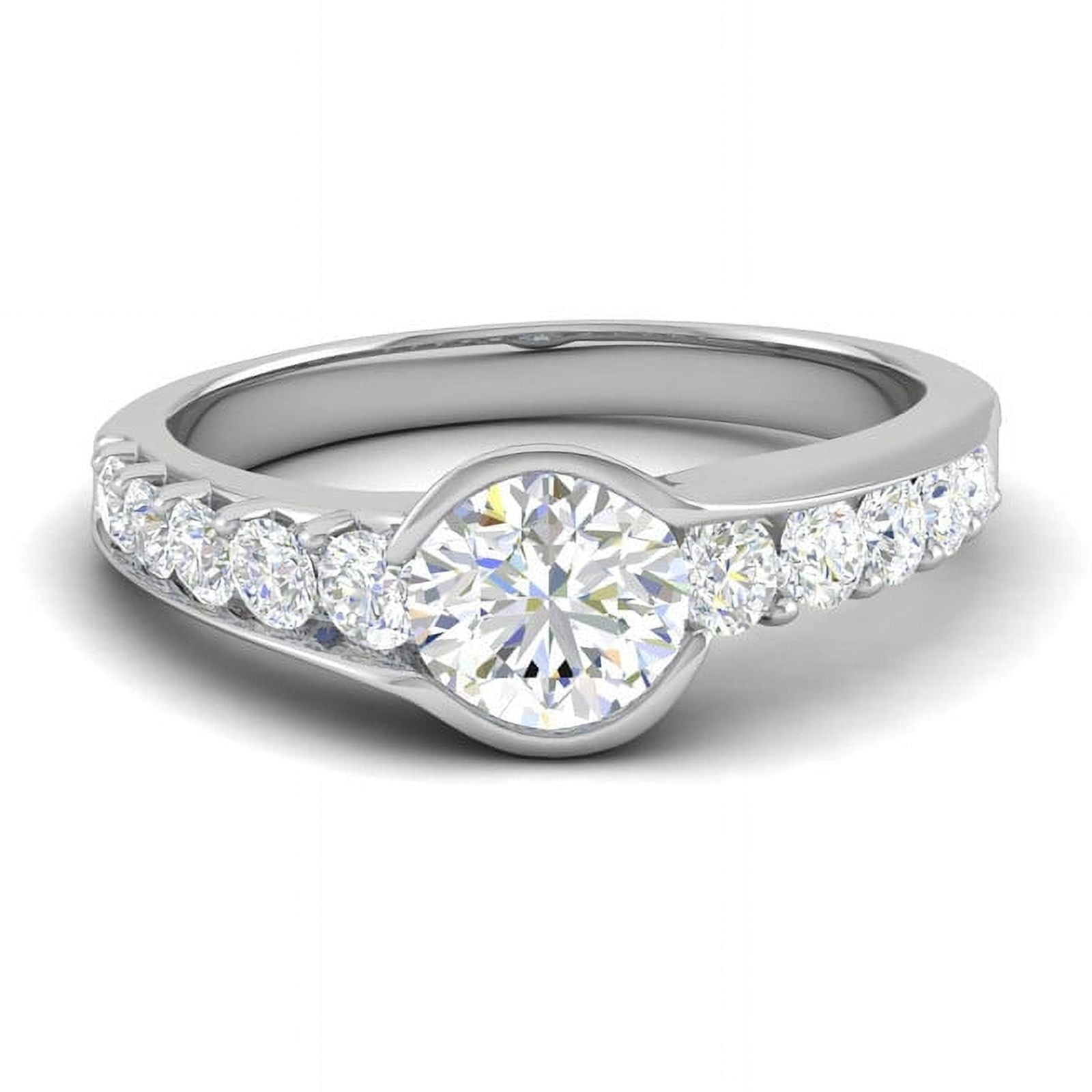 Bow Jewelry 14K White Gold Plated Rings - 2 Ct Round Cut Moissanite ...