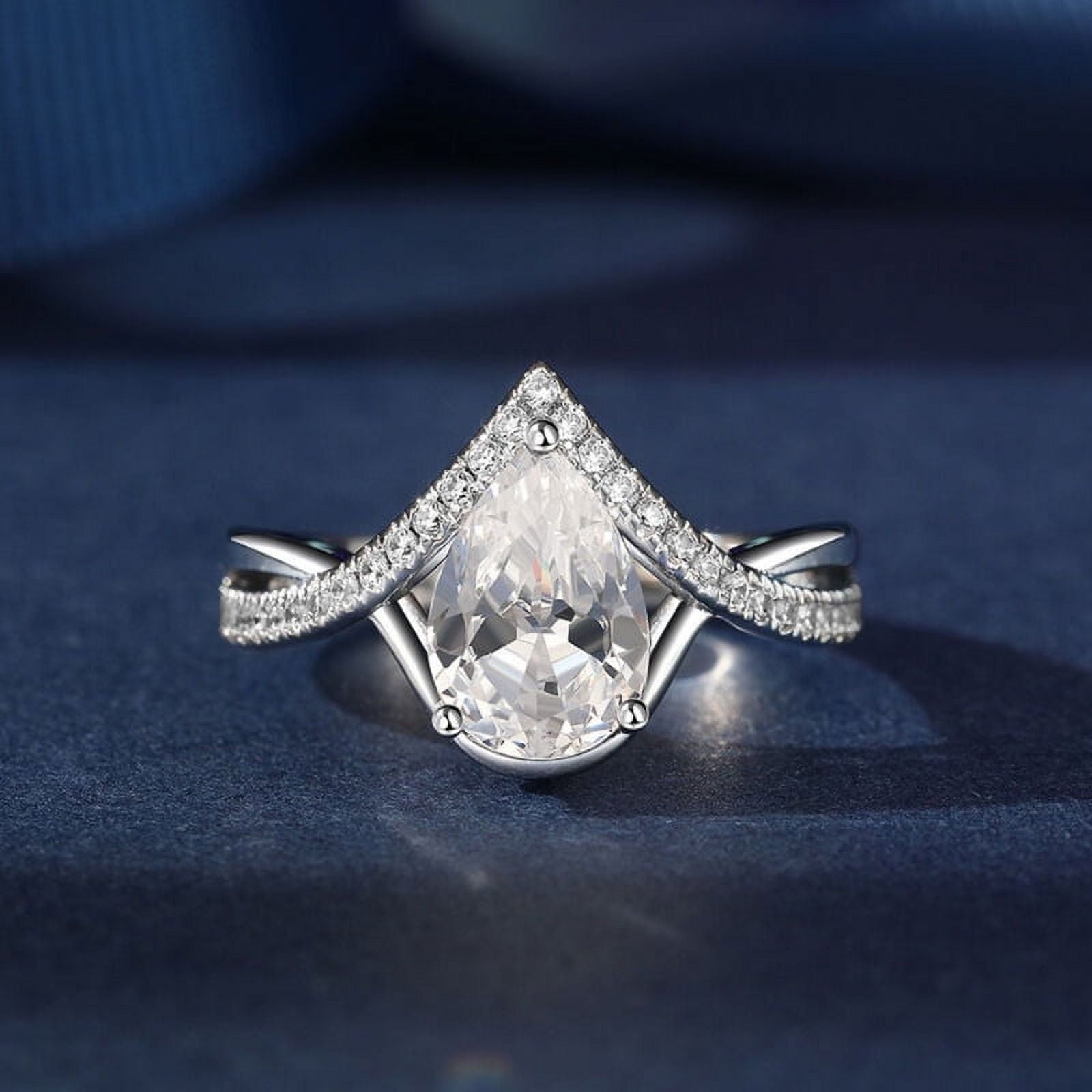 Bow Jewelry 14K White Gold Plated Rising Split Shank Ring - 1.97 Ct ...