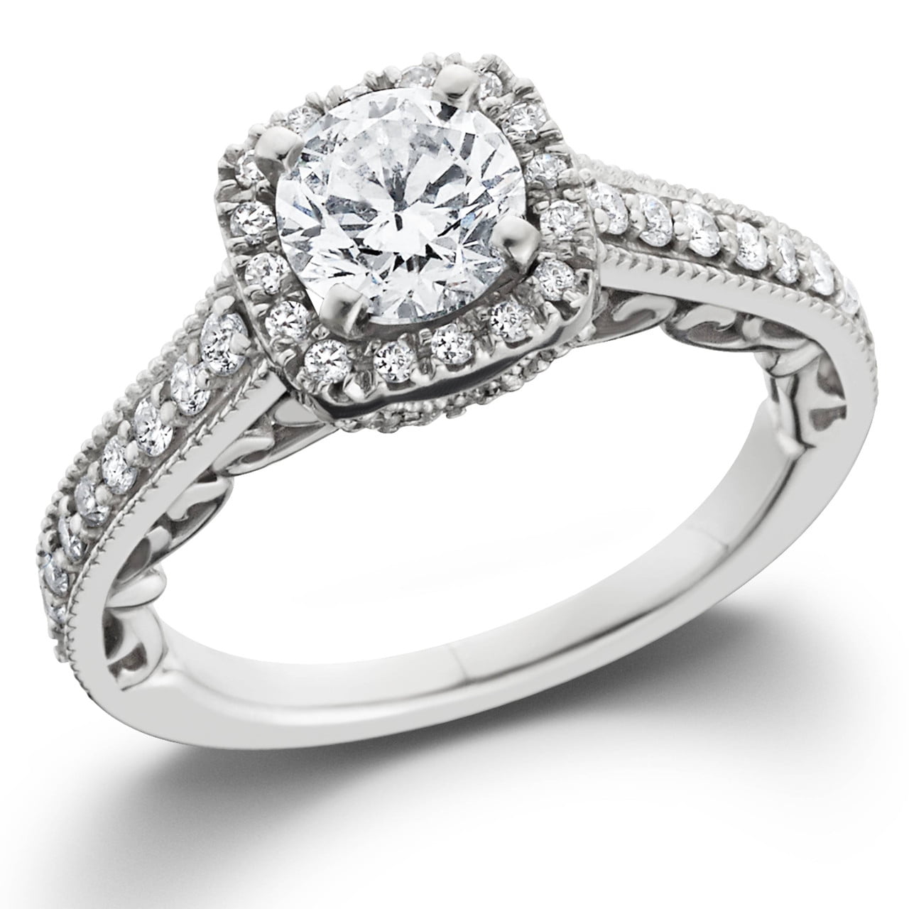 Bow Jewelry 14K White Gold Plated Solitaire Engagement Ring – Radiant ...