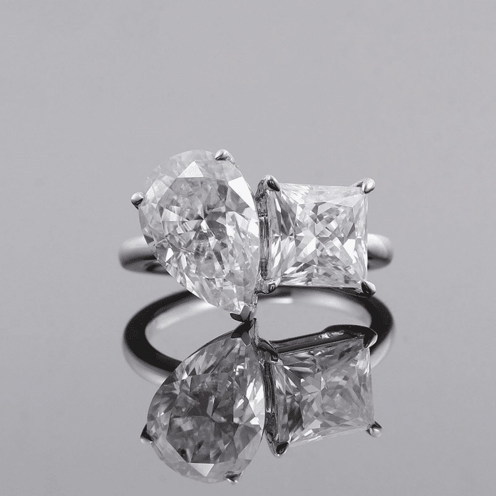 Bow Jewelry 14K White Gold Plated Toi Et Moi Ring - Pear Cut 2.06 Ct ...