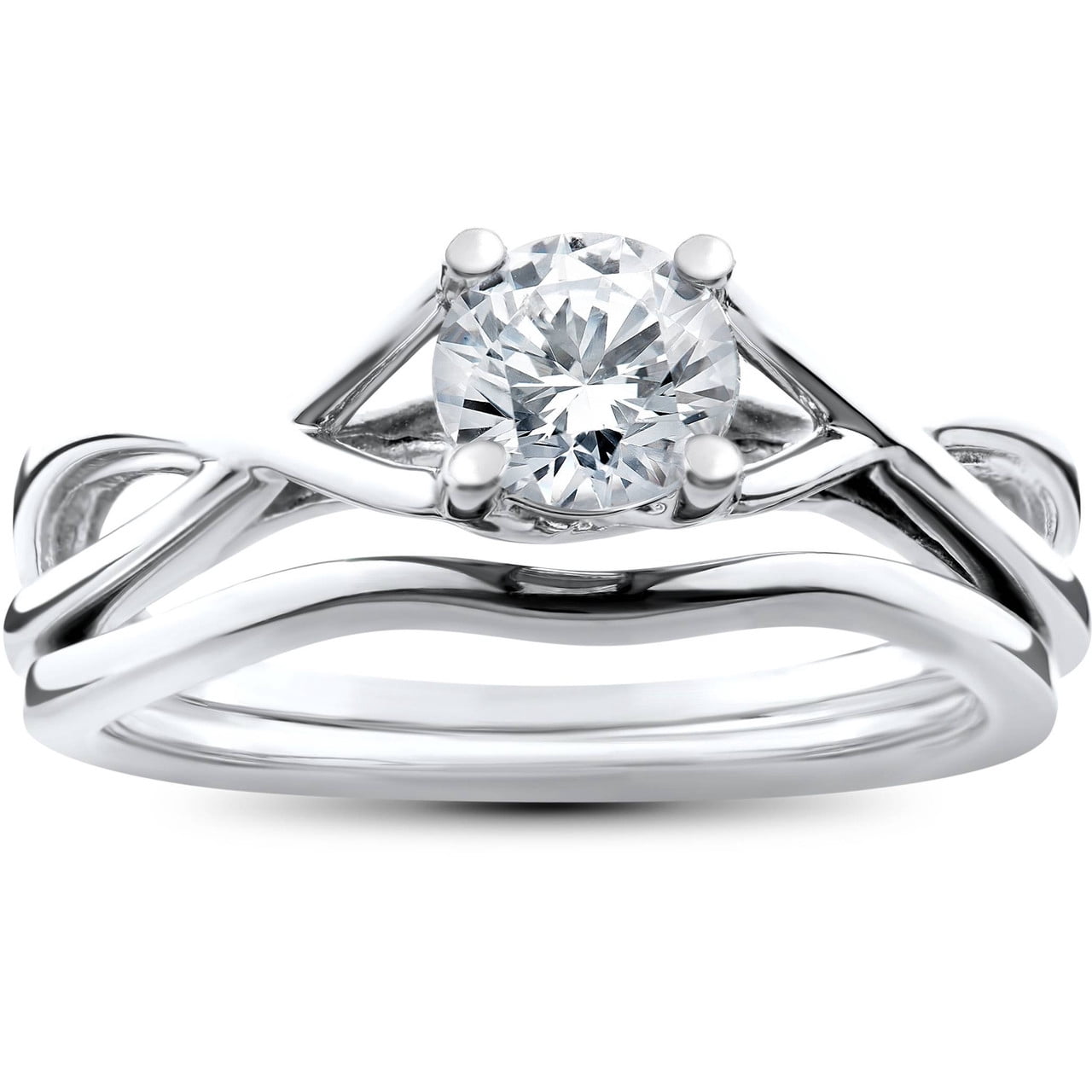 Bow Jewelry 14K White Gold Plated Wedding Engagement Solitaire Ring for ...