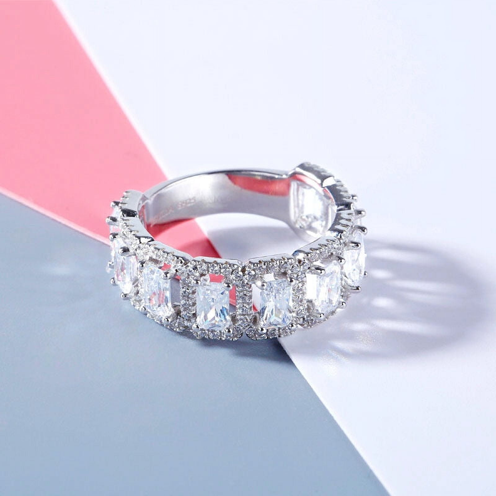 Bow Jewelry 14K White Gold Plated Wedding Ring - Radiant Cut 4.23 Ct ...