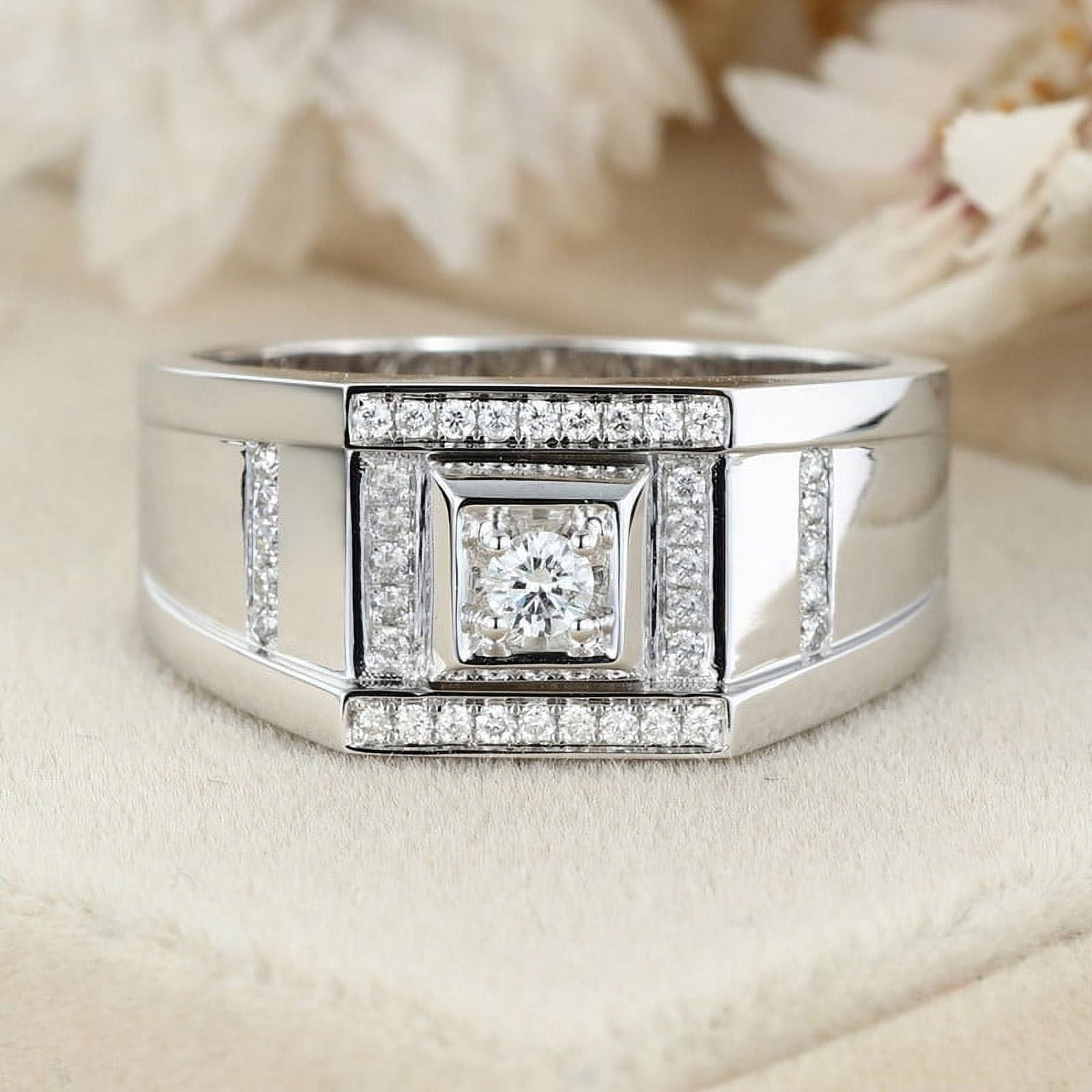 Bow Jewelry 14K White Gold Plated Wedding Statement Ring - Men's ...