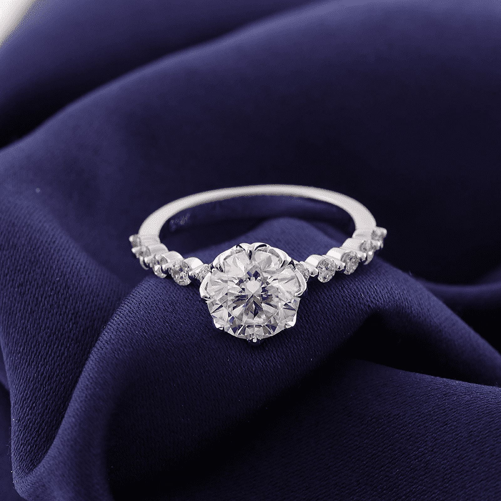 Bow Jewelry 2.02 Ct Round Brilliant Cut Moissanite Ring - 14K White ...