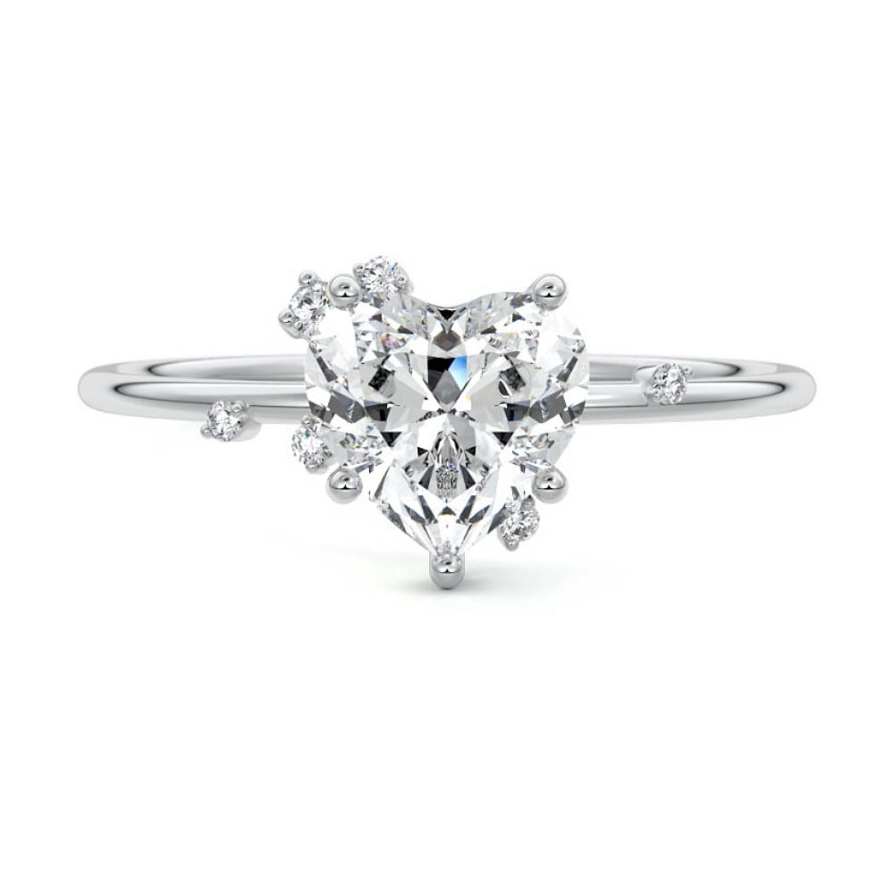 Bow Jewelry 2.1 Ct VVS1/D Heart Cut Moissanite Solitaire Ring - 14K ...