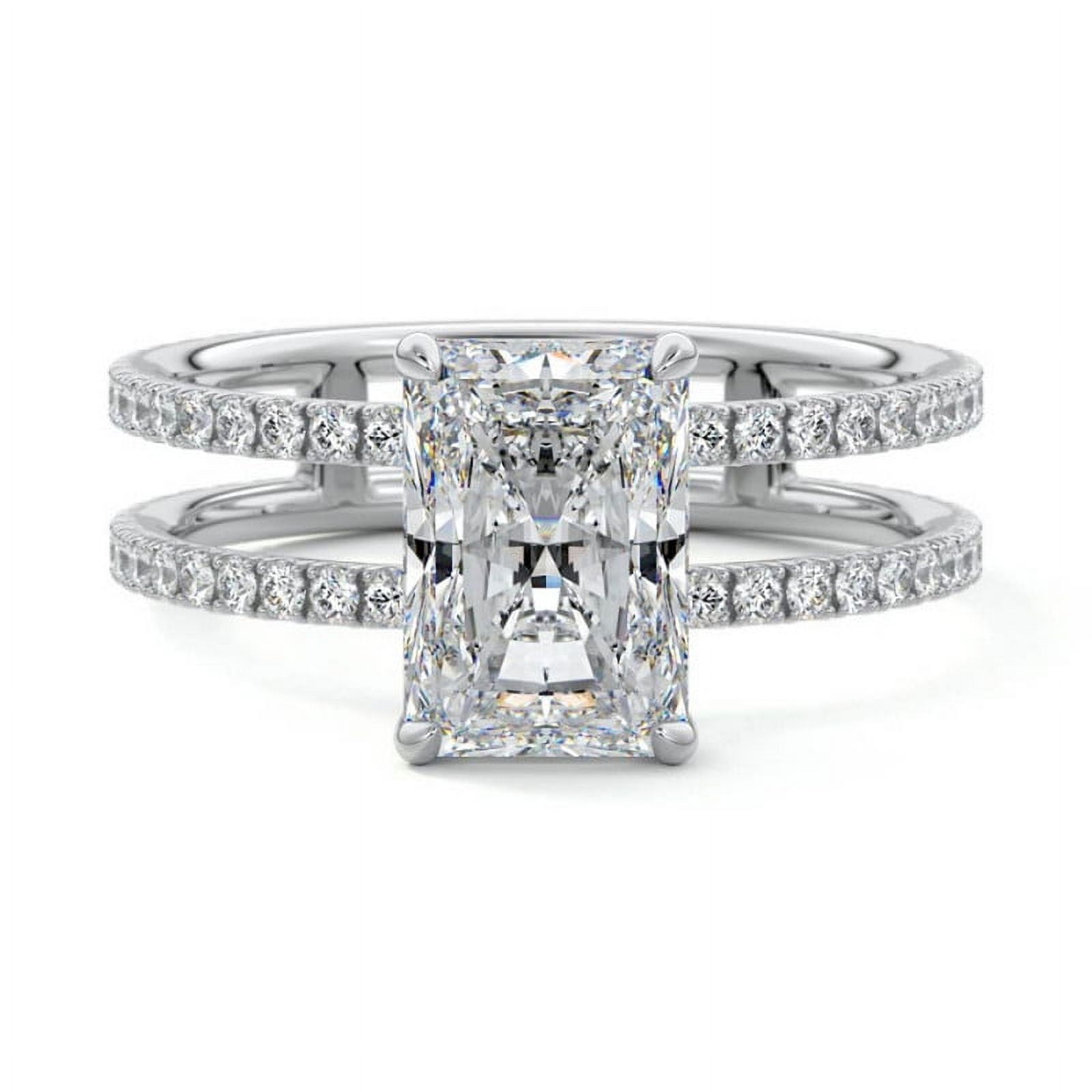 Bow Jewelry 2.2 Ct Radiant Cut Moissanite Ring - 14K White Gold Plated ...