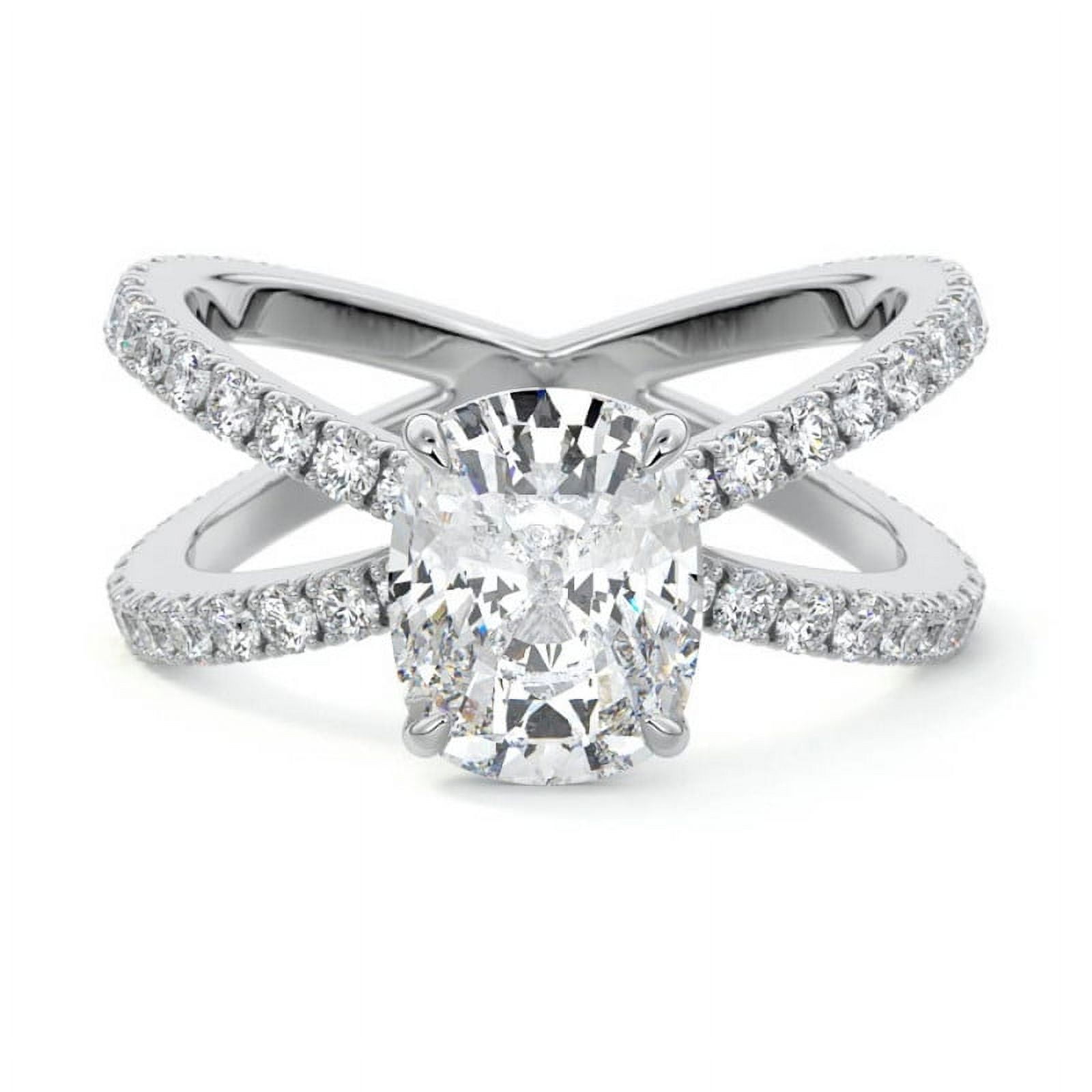 Bow Jewelry 2 Ct Cushion Cut Moissanite Engagement Ring - Stamped 14K ...